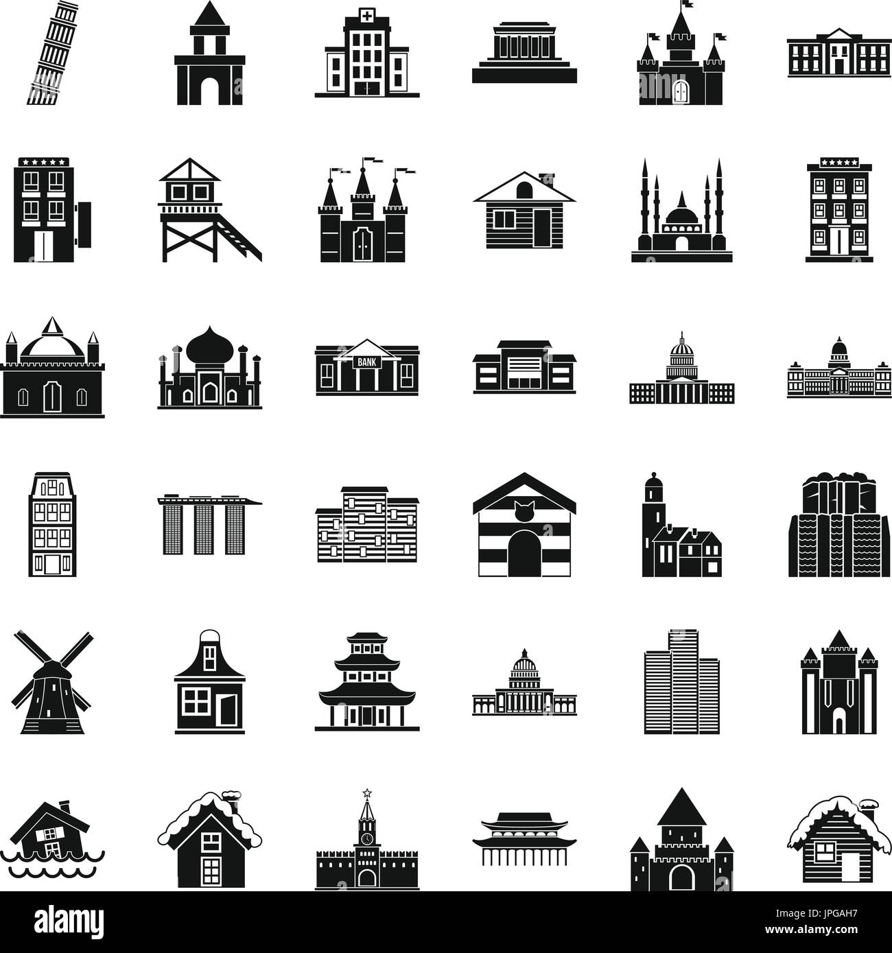 Building icons set, simple style Stock Vector Image & Art - Alamy