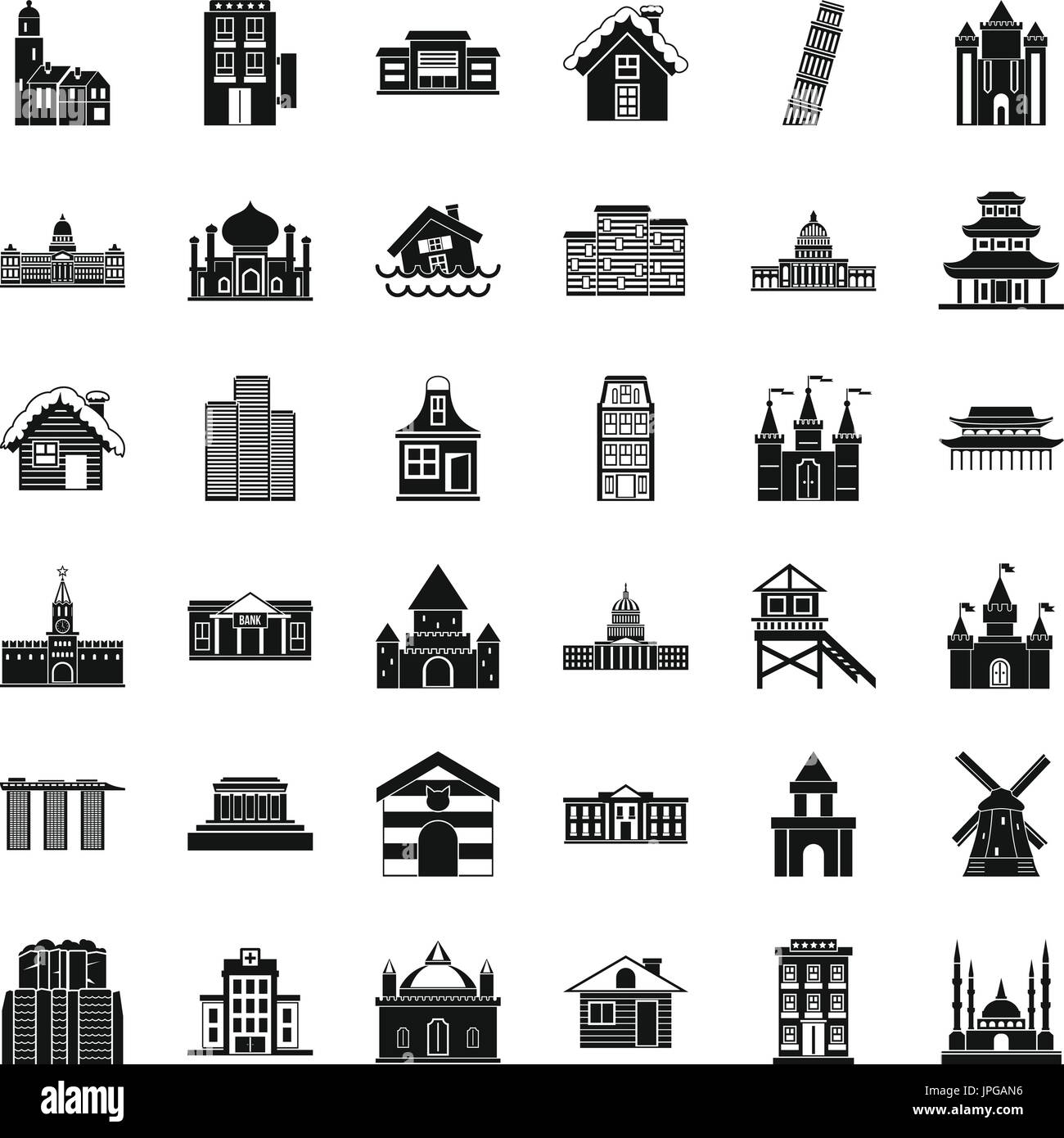 Different building icons set, simple style Stock Vector Image & Art - Alamy