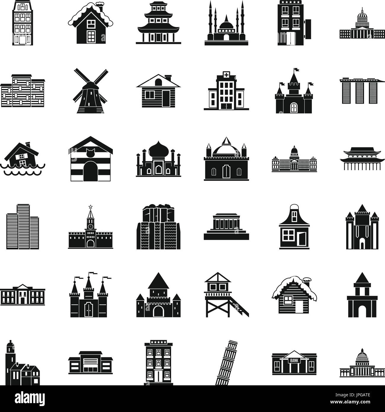 City building icons set, simple style Stock Vector Image & Art - Alamy