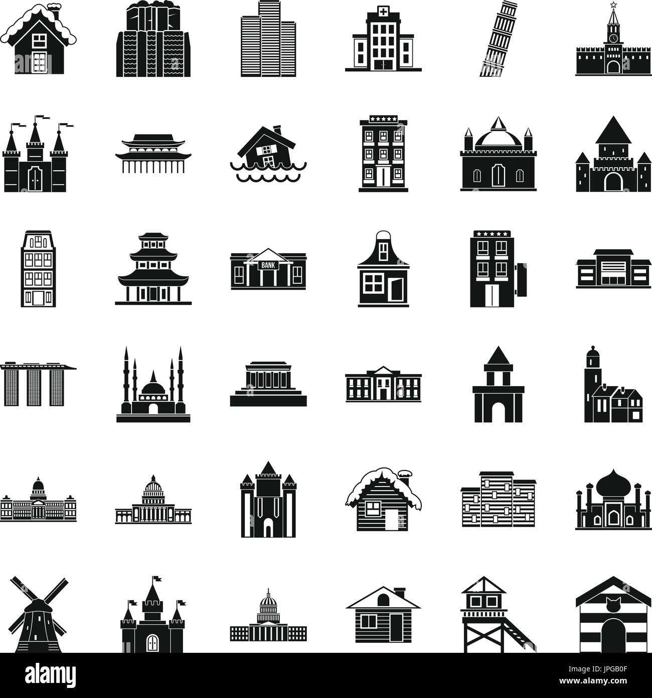 Town building icons set, simple style Stock Vector Image & Art - Alamy