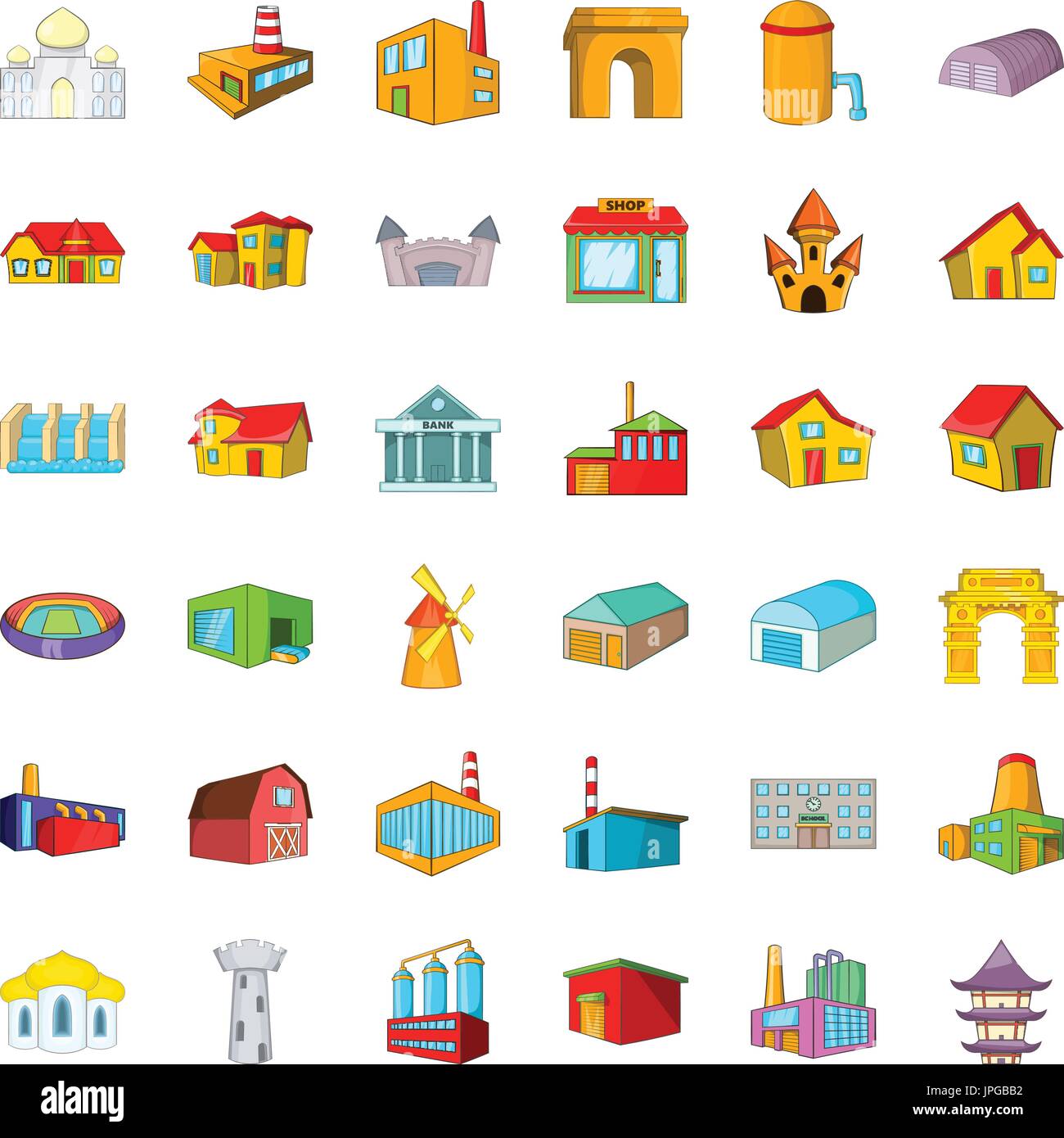 Big building icons set, cartoon style Stock Vector Image & Art - Alamy