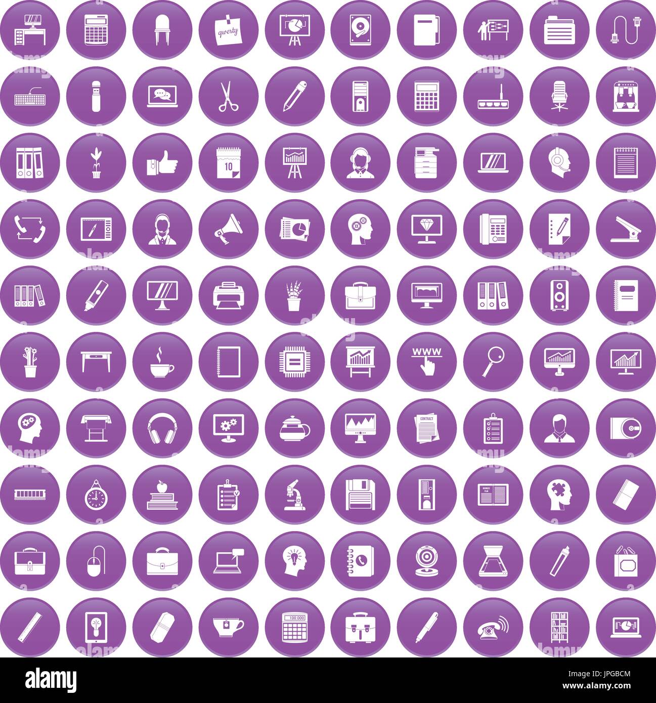 100 work space icons set purple Stock Vector Image & Art - Alamy