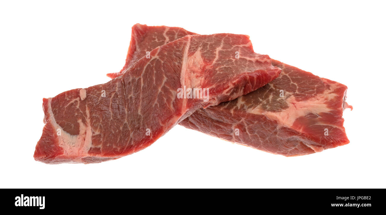 Two raw beef boneless short ribs isolated on a white background Stock ...