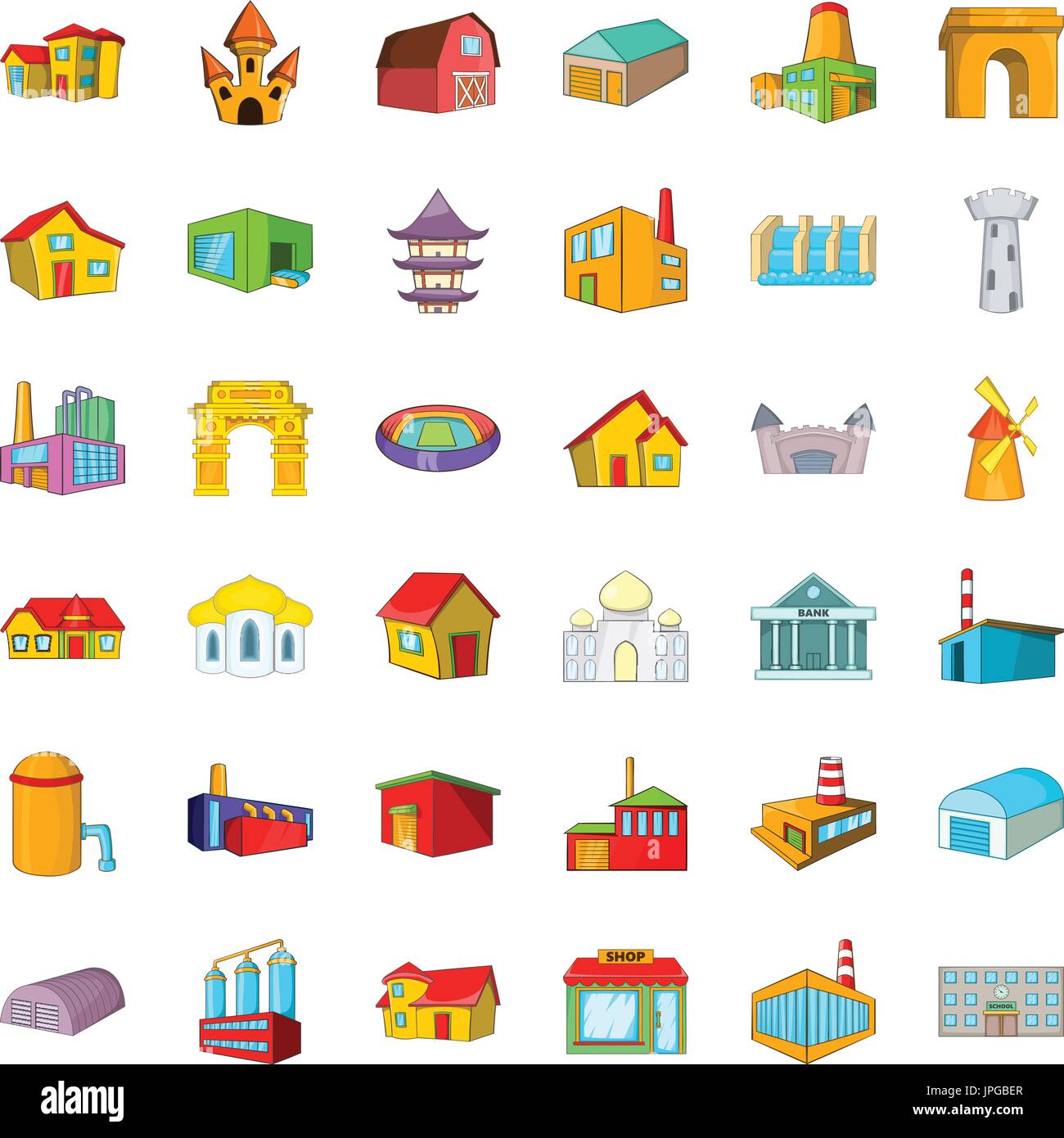 City building icons set, cartoon style Stock Vector Image & Art - Alamy