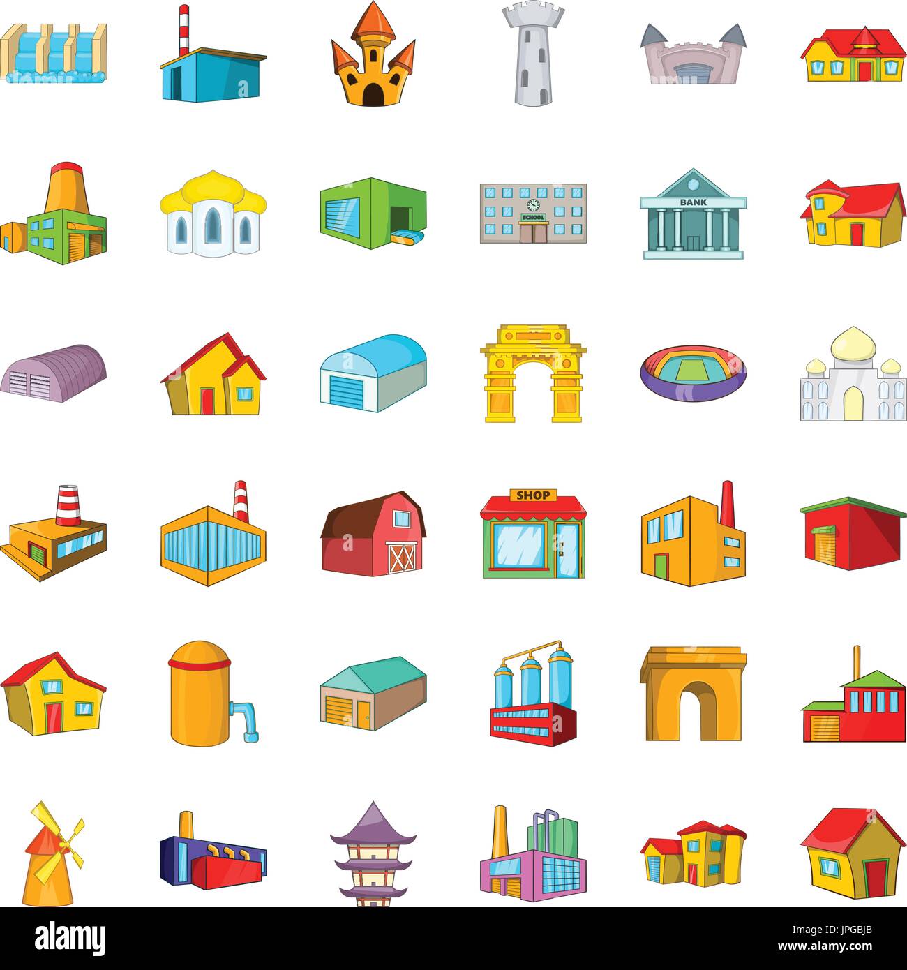 Old building icons set, cartoon style Stock Vector Image & Art - Alamy
