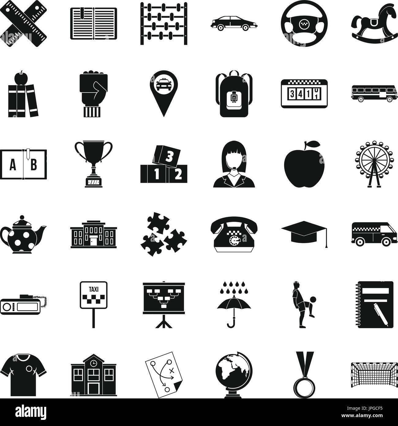 Bus icons set, simple style Stock Vector Image & Art - Alamy