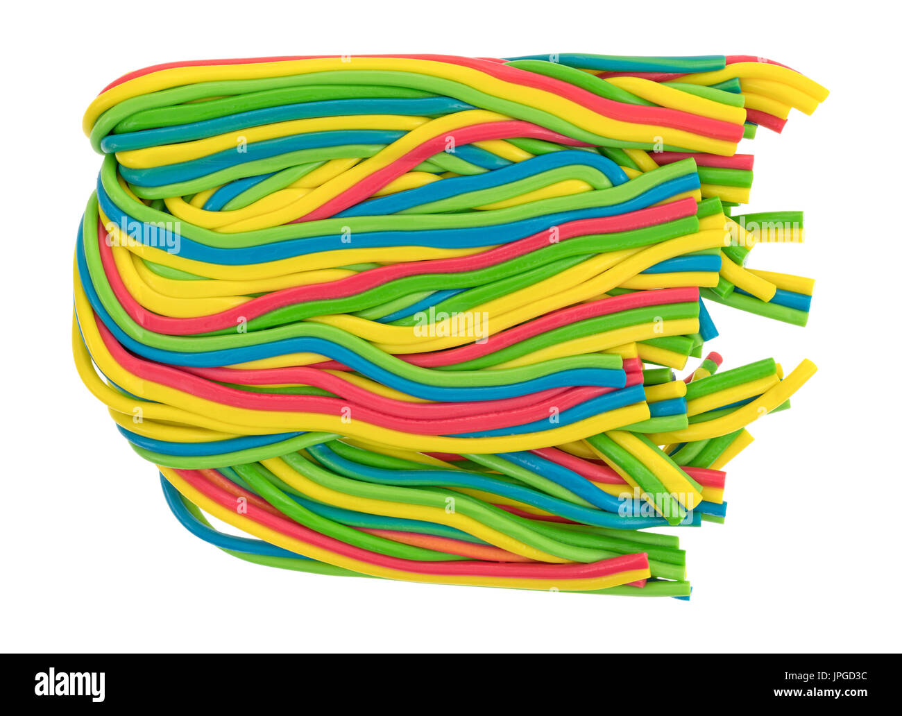 Top view of a large wad of string candy isolated on a white background ...