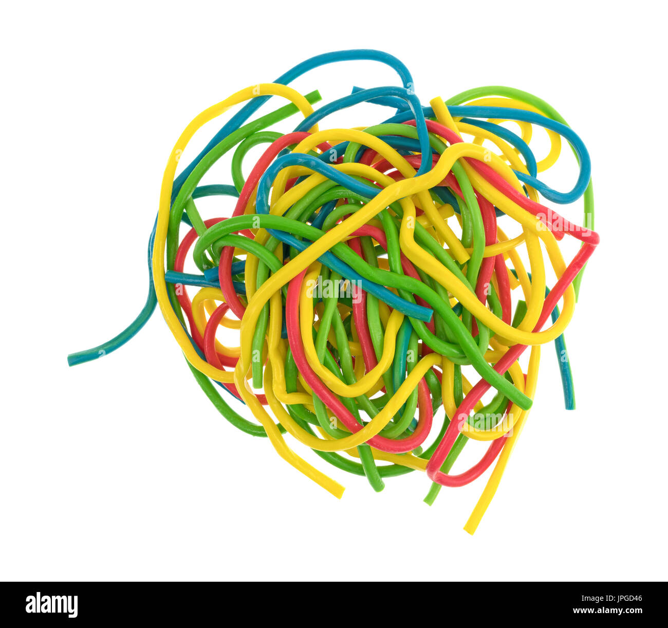 Top view of colorful string candy isolated on a white background Stock ...