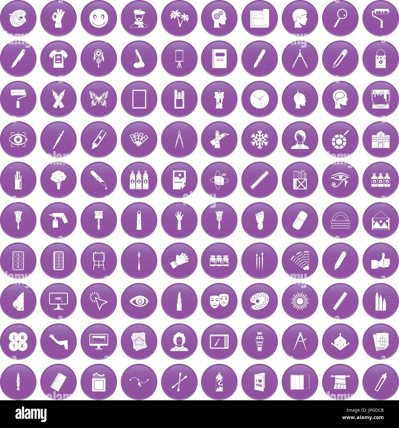 100 paint icons set purple Stock Vector Image & Art - Alamy