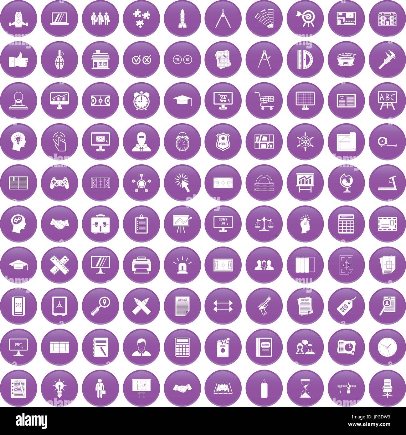 100 plan icons set purple Stock Vector Image & Art - Alamy