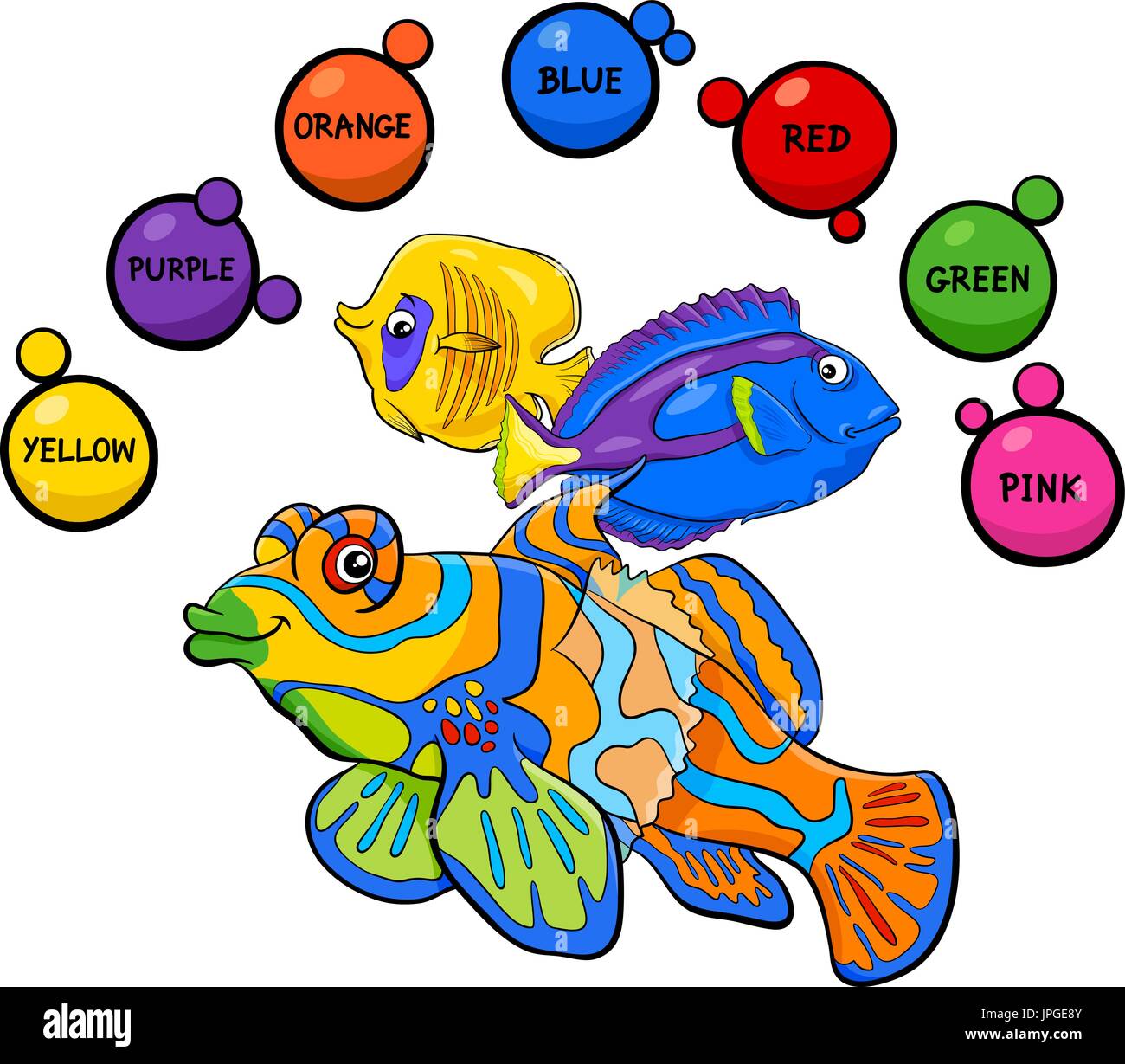 Cartoon Illustration of Primary Basic Colors Educational Activity for ...