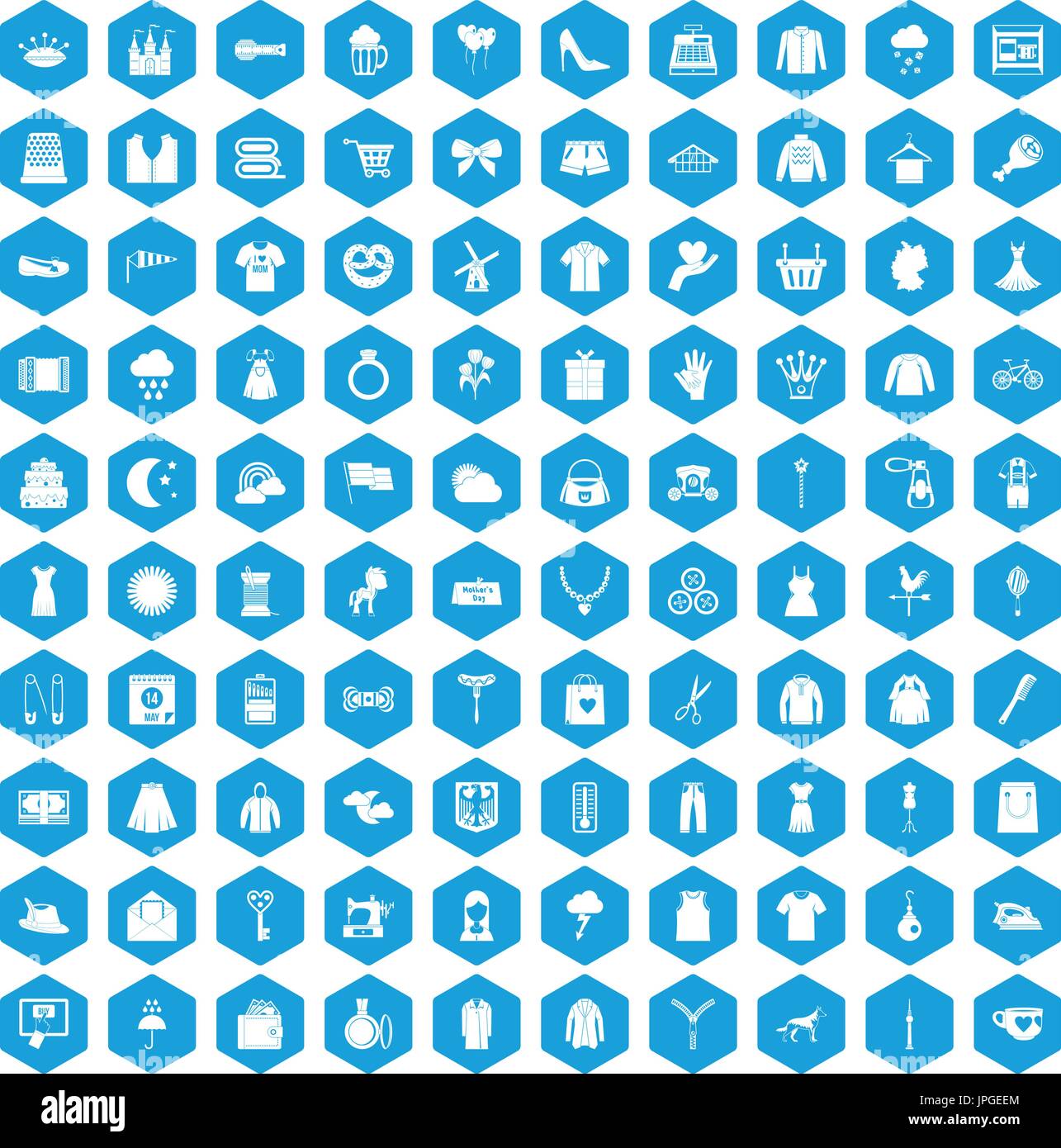 100 dress icons set blue Stock Vector Image & Art - Alamy