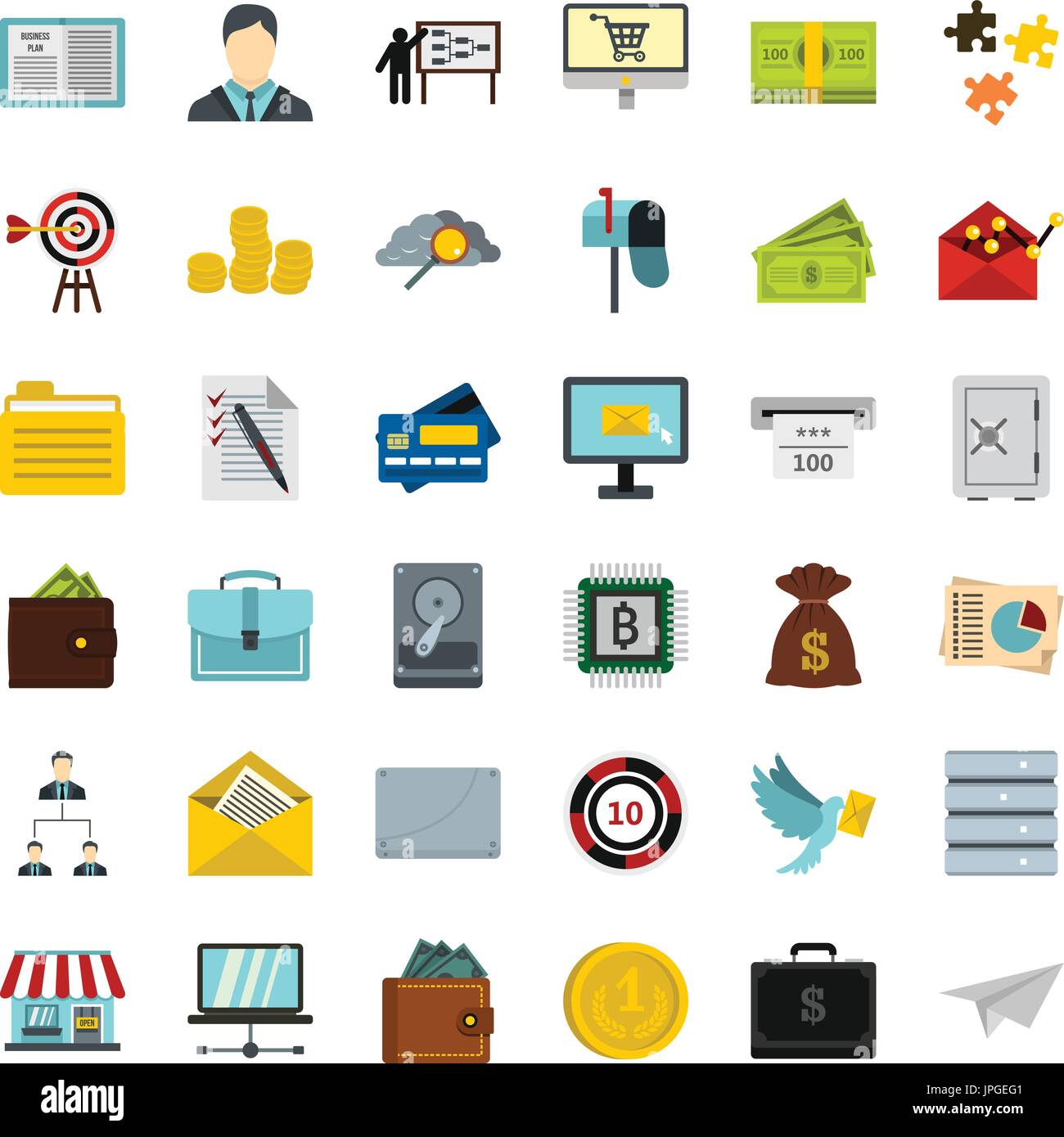 Business plan icons set, flat style Stock Vector Image & Art - Alamy