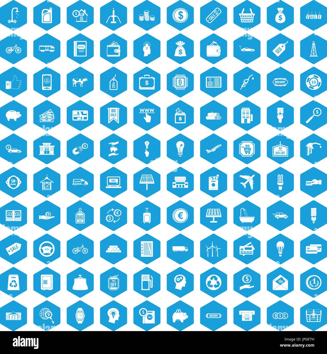 100 economy icons set blue Stock Vector Image & Art - Alamy