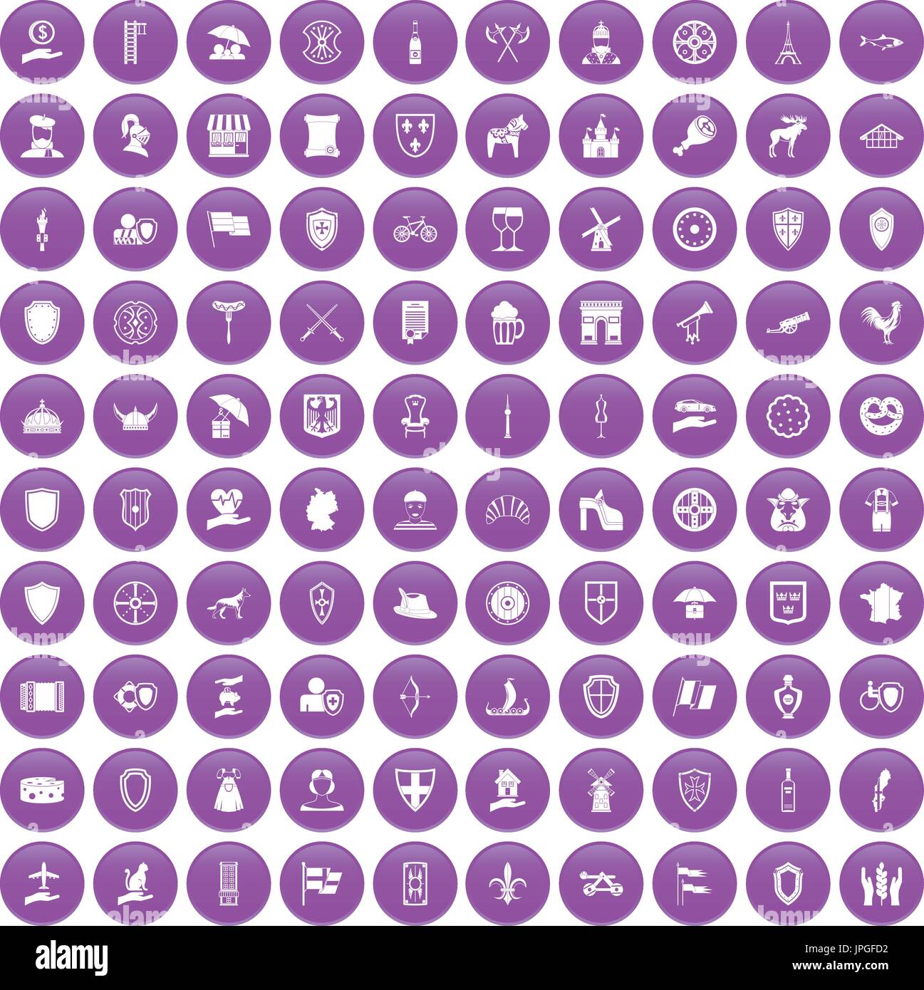 100 shield icons set purple Stock Vector Image & Art - Alamy