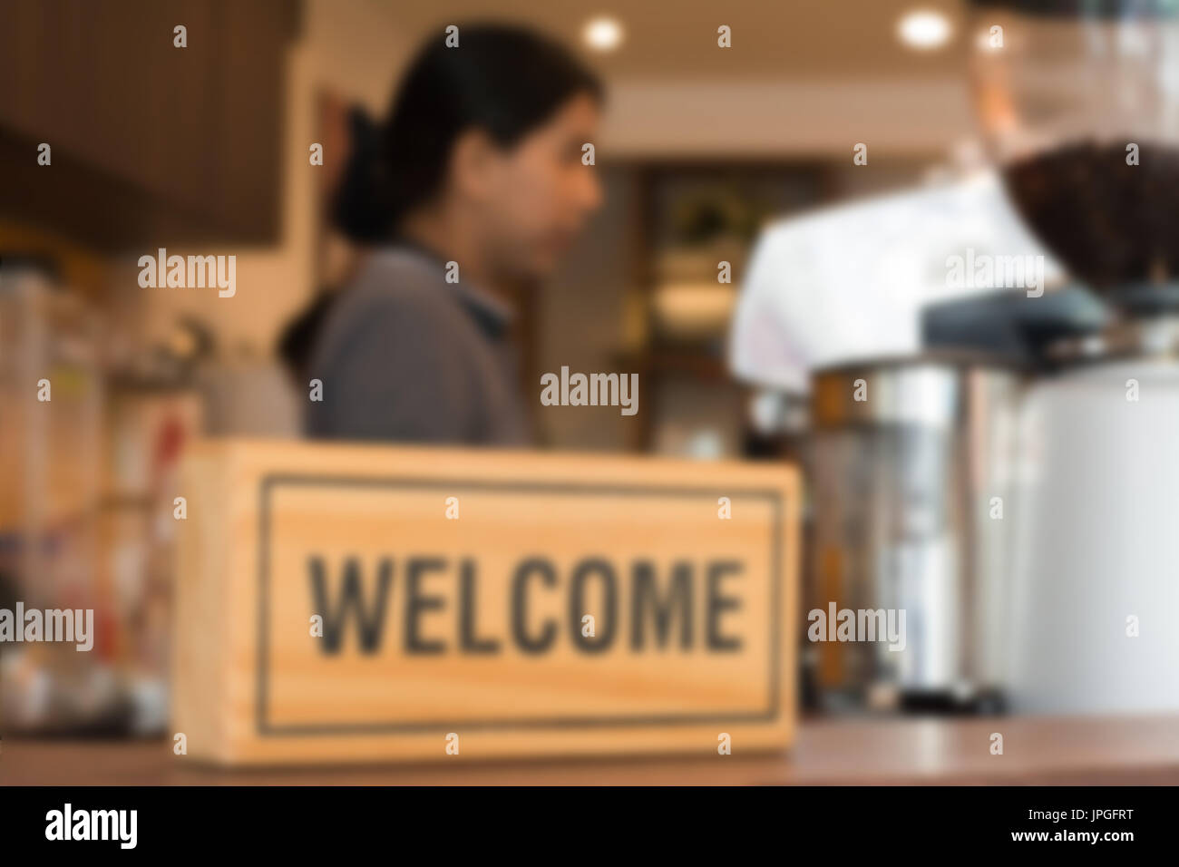 Welcome cafe sign hi-res stock photography and images - Alamy