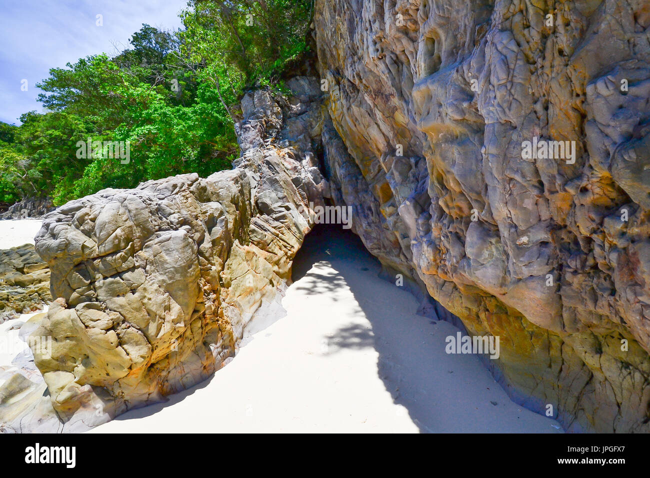 Rock corner or rock nook on the beach using as natural background Stock ...