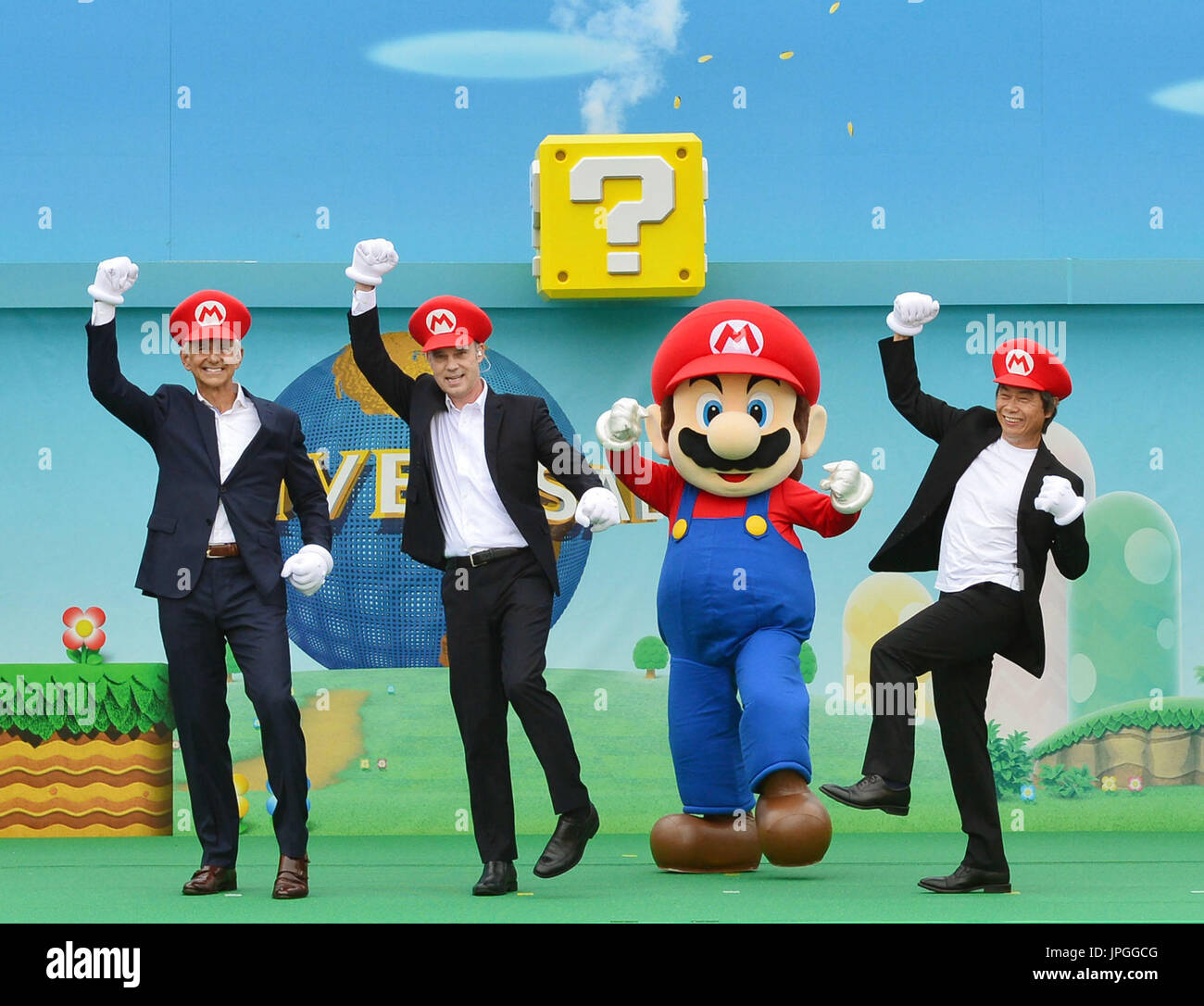 Nintendo Co.'s iconic character Mario (2nd from R) joins the ...