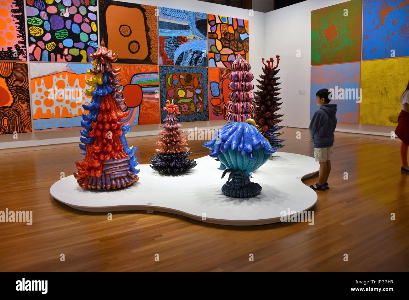 Works of Japanese avant-garde artist Yayoi Kusama are on display at the ...