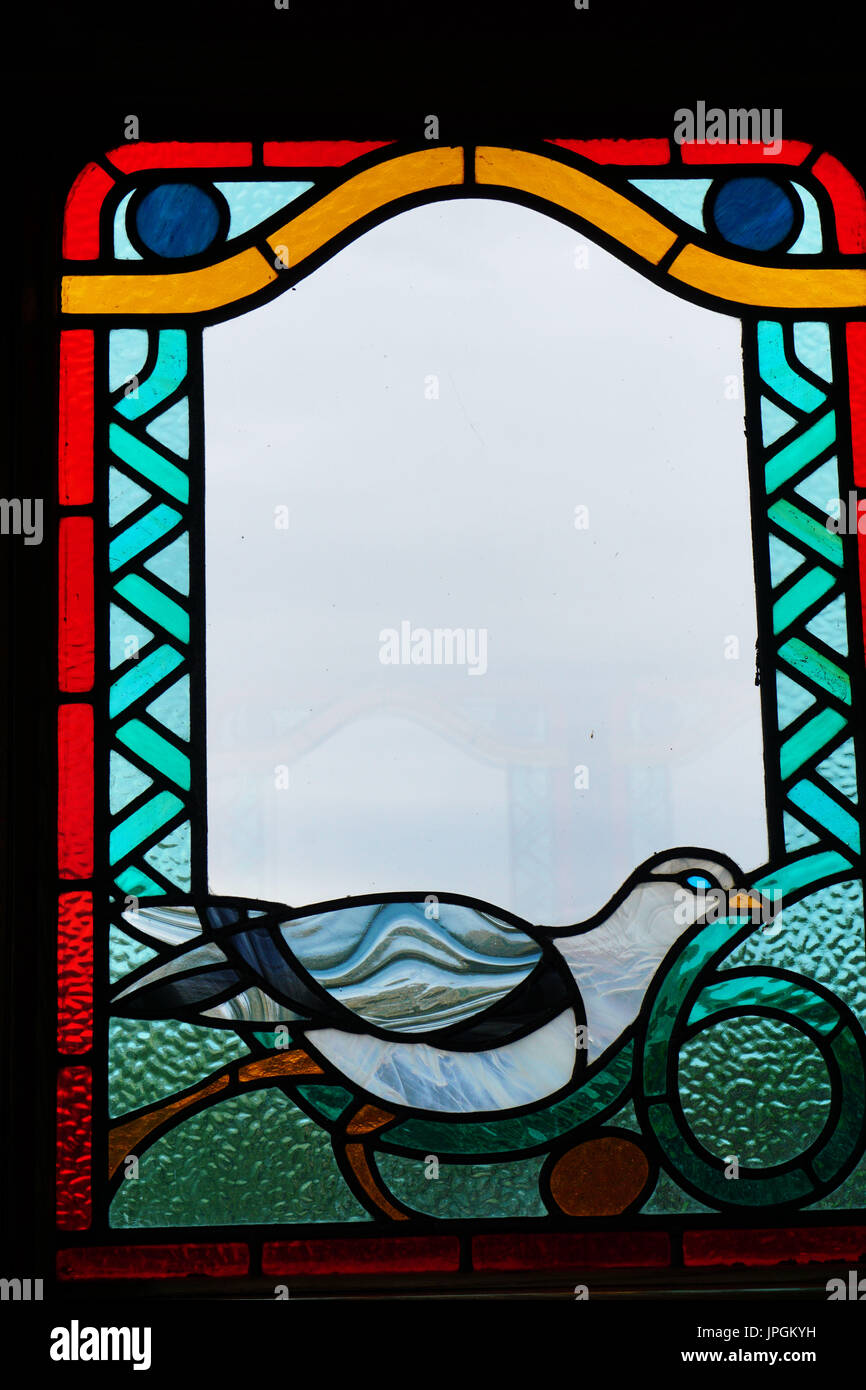 Saltburn Tramway Cliff Lift Stained Glass seagull Window Stock Photo ...