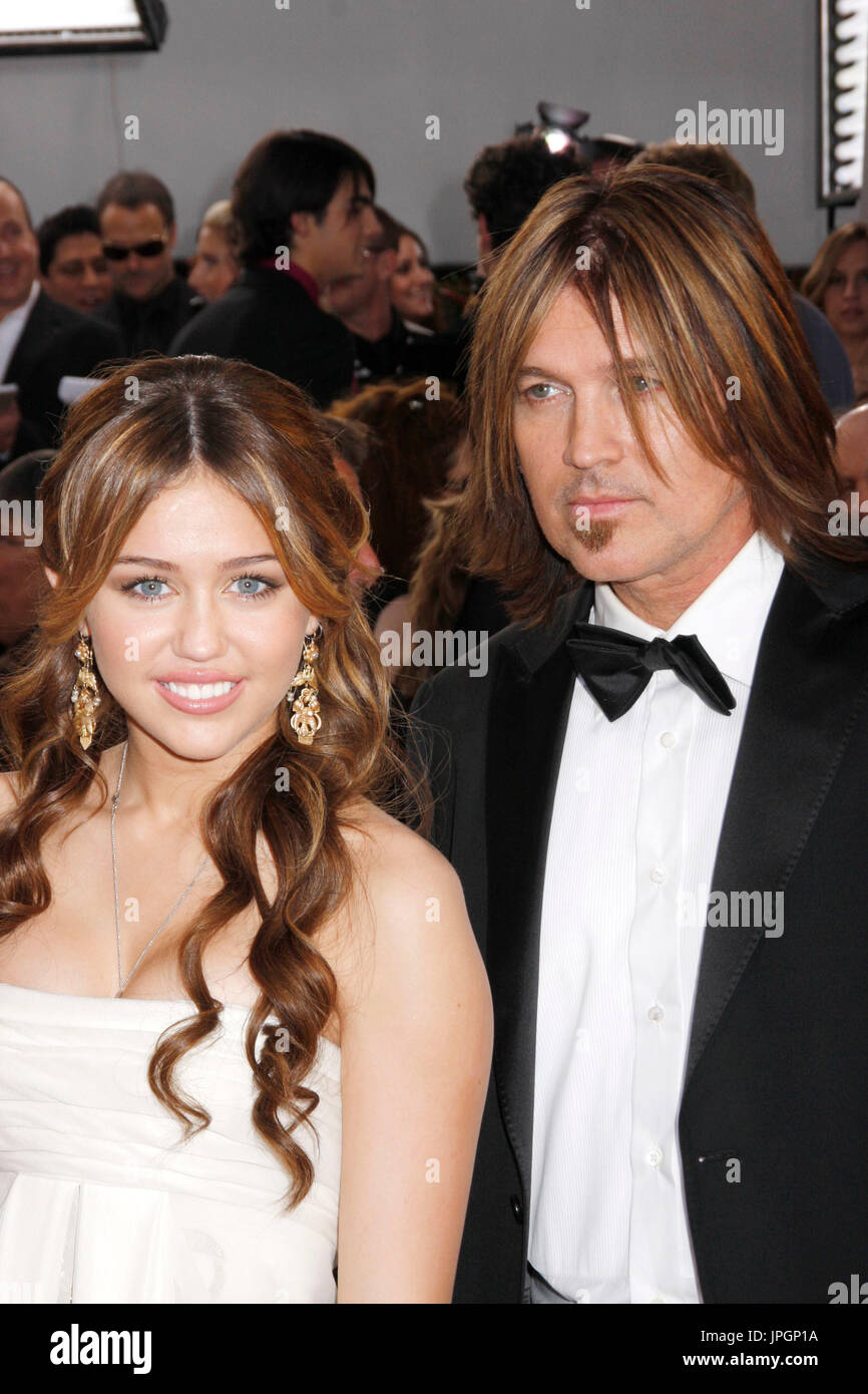 Miley Cyrus and Billy Ray Cyrus at red carpet arrivals of "The 66th ...