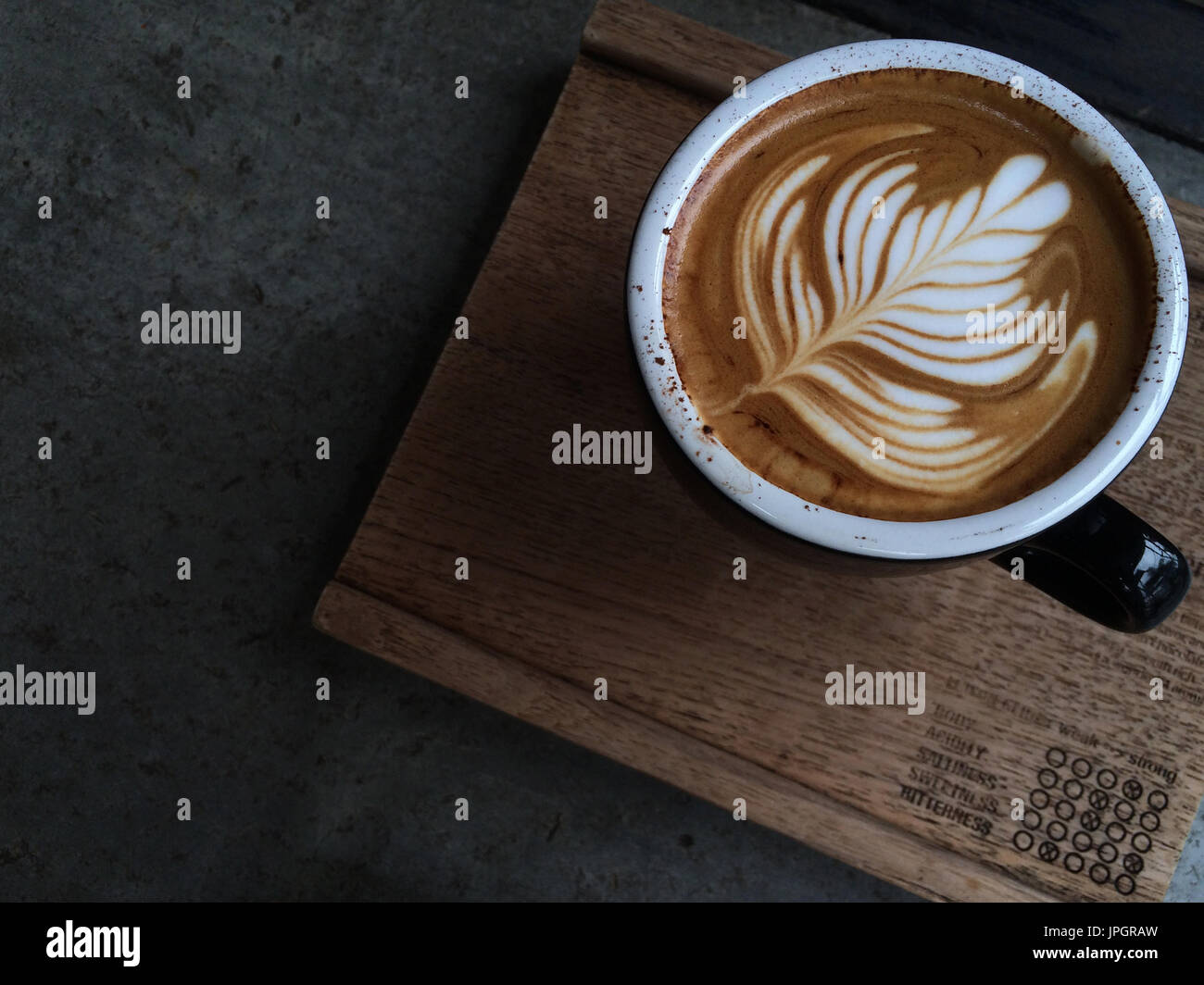 Nice Texture of Latte art on hot latte coffee Stock Photo - Alamy