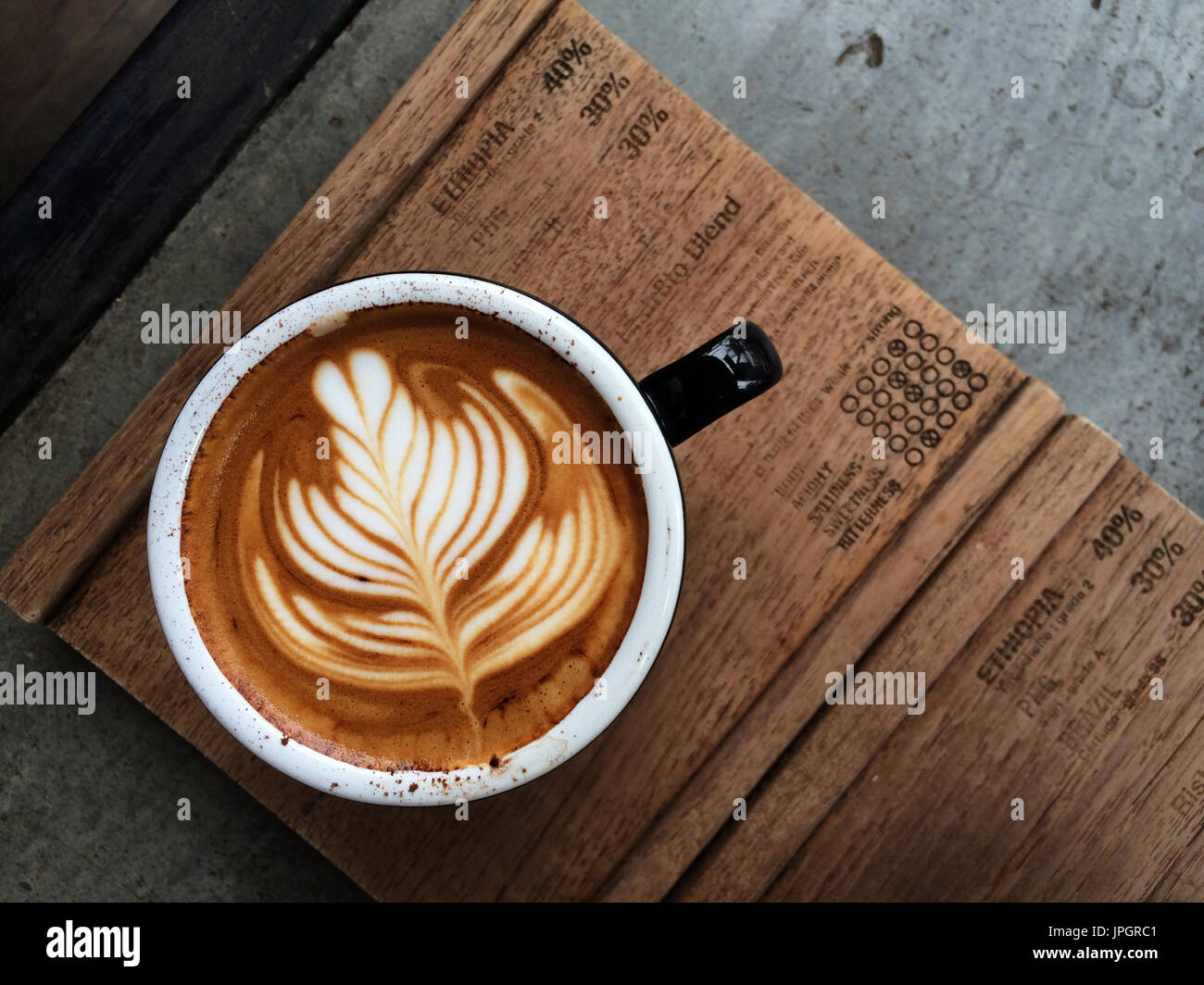 Nice Texture of Latte art on hot latte coffee Stock Photo - Alamy