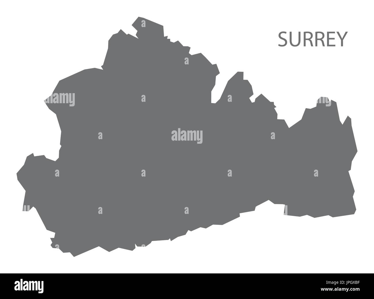 Surrey county map England UK grey illustration silhouette shape Stock ...