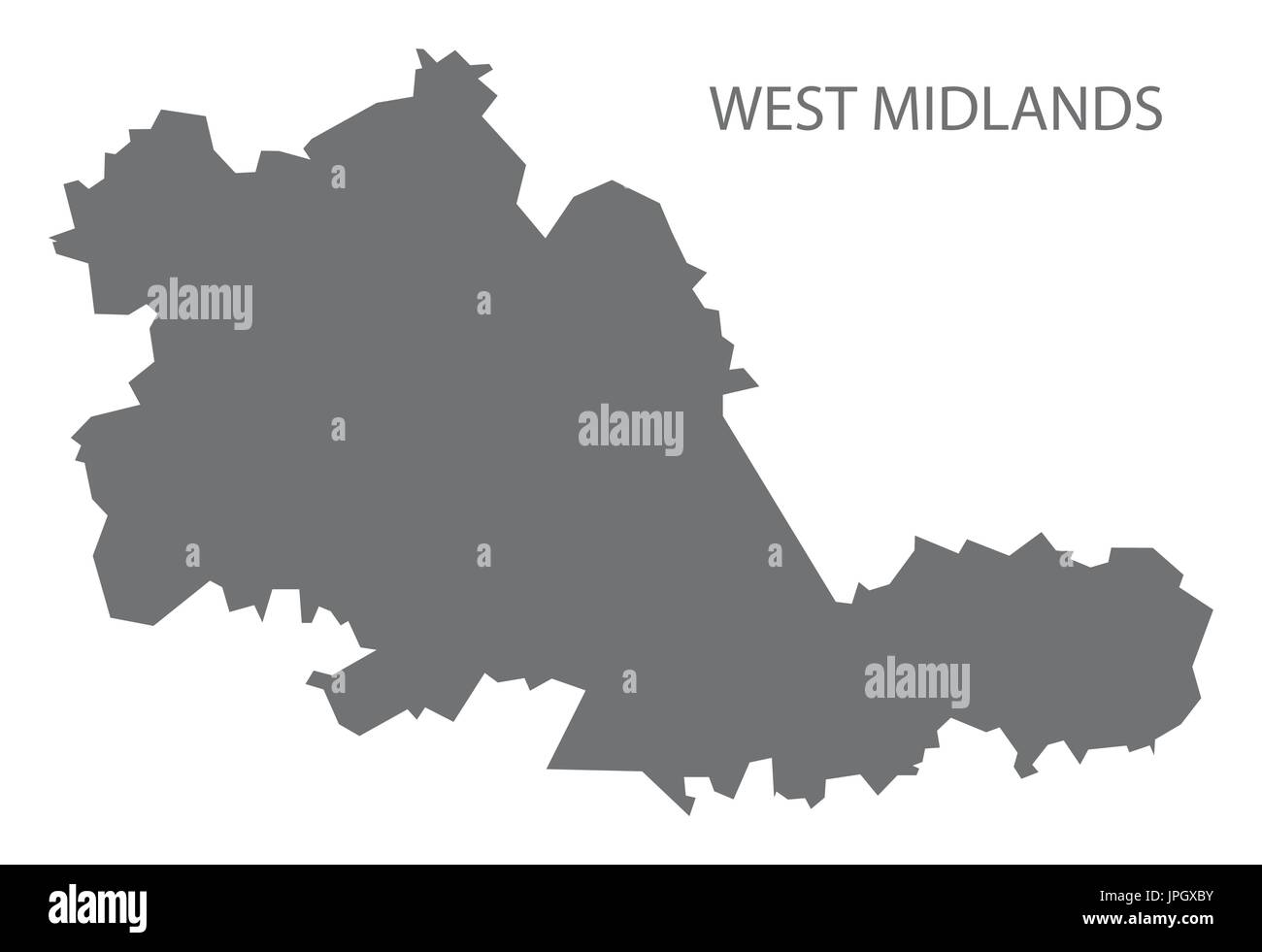 West Midlands metropolitan county map England UK grey illustration ...