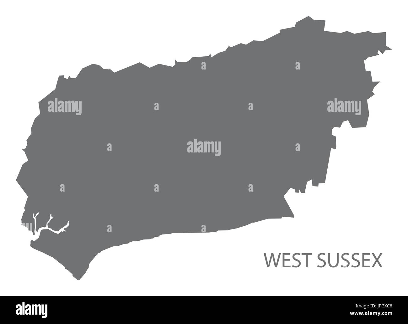 West Sussex County Map England Uk Grey Illustration Silhouette Shape Stock Vector Image And Art