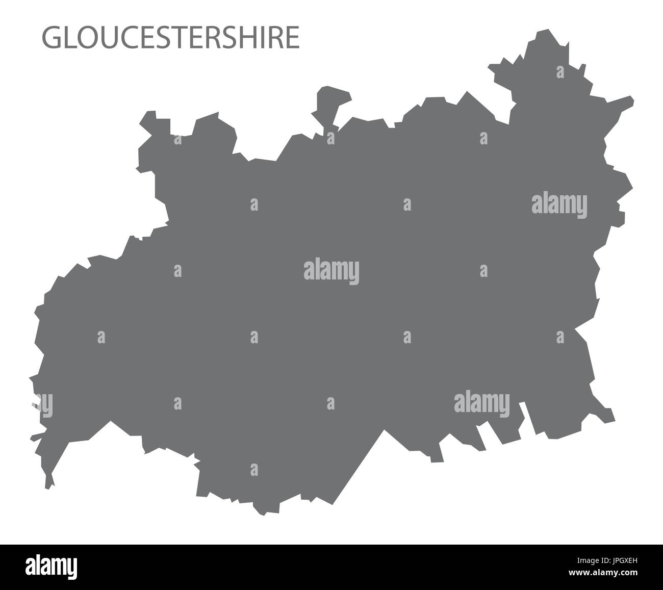 Gloucestershire county map England UK grey illustration silhouette ...