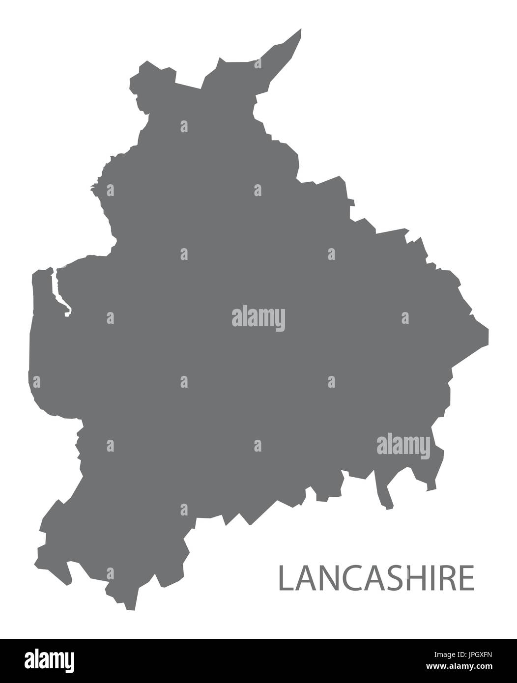 Lancashire county map England UK grey illustration silhouette shape ...