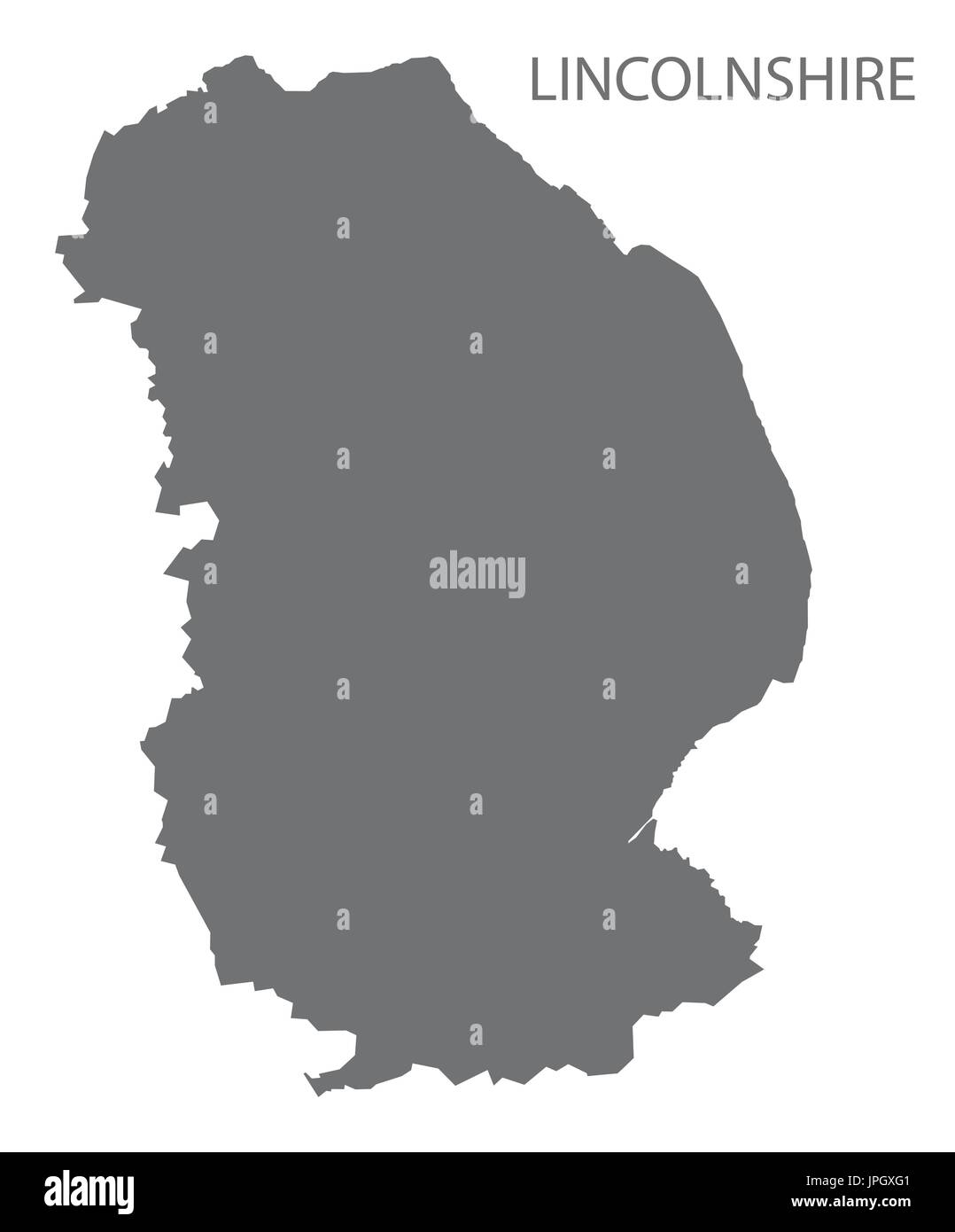 Lincolnshire county map England UK grey illustration silhouette shape ...
