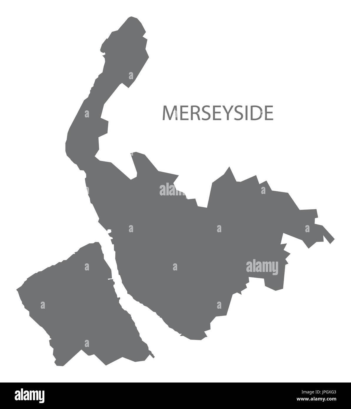 Merseyside metropolitan county map England UK grey illustration ...