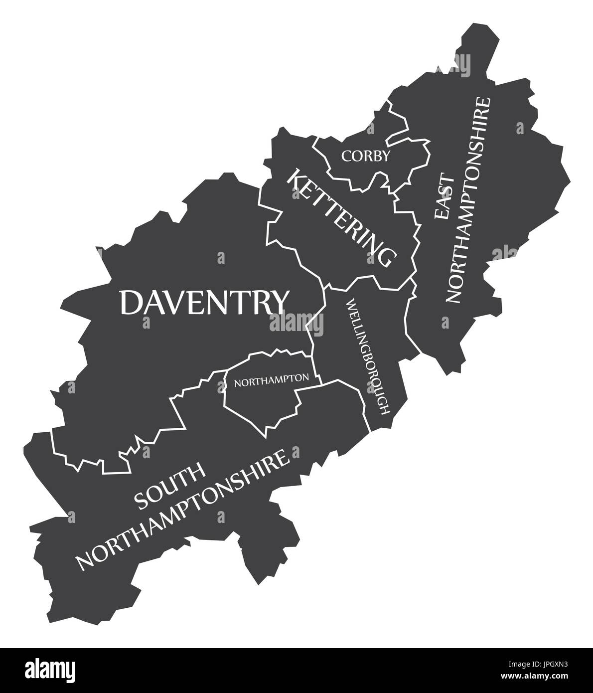 Northamptonshire vector map hi-res stock photography and images - Alamy