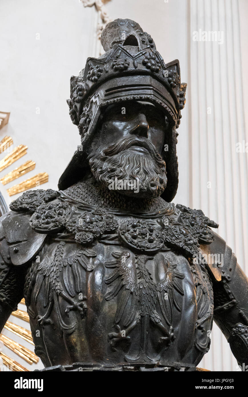 Bronze statues of historical figures in Hofkiche Church (Court Church ...