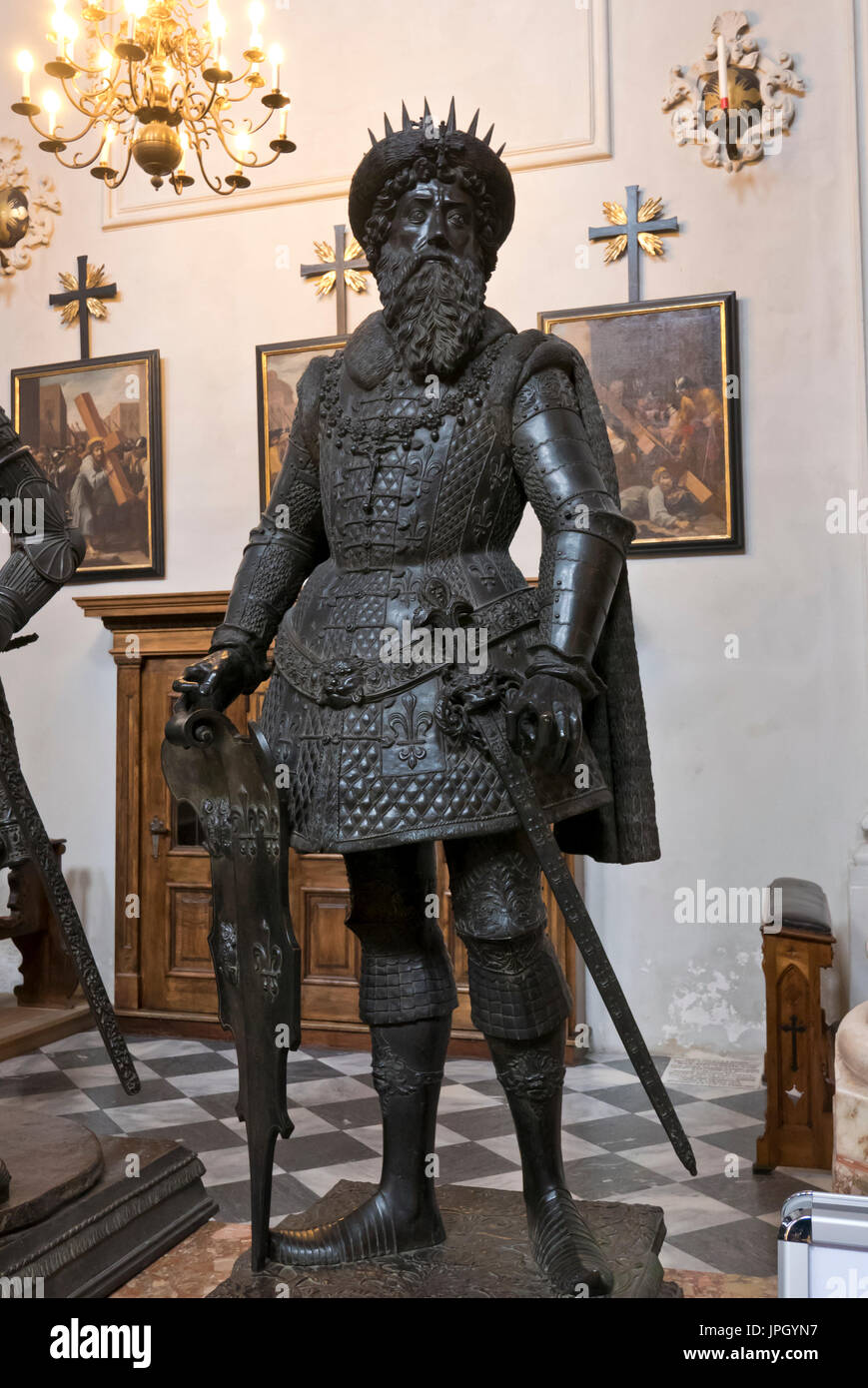 Bronze statues of historical figures in Hofkiche Church (Court Church ...