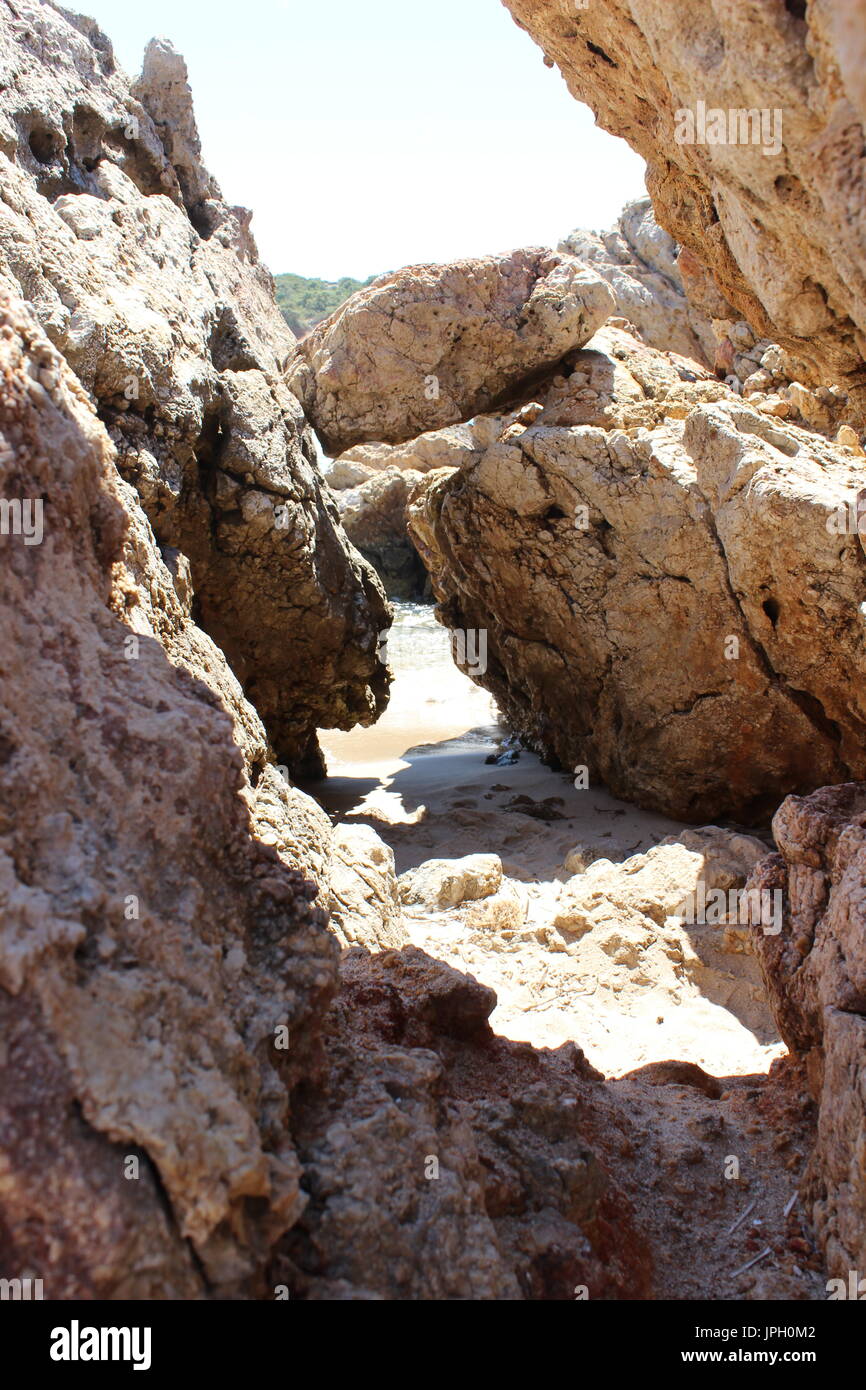 Rock formations on a beach Stock Photo - Alamy