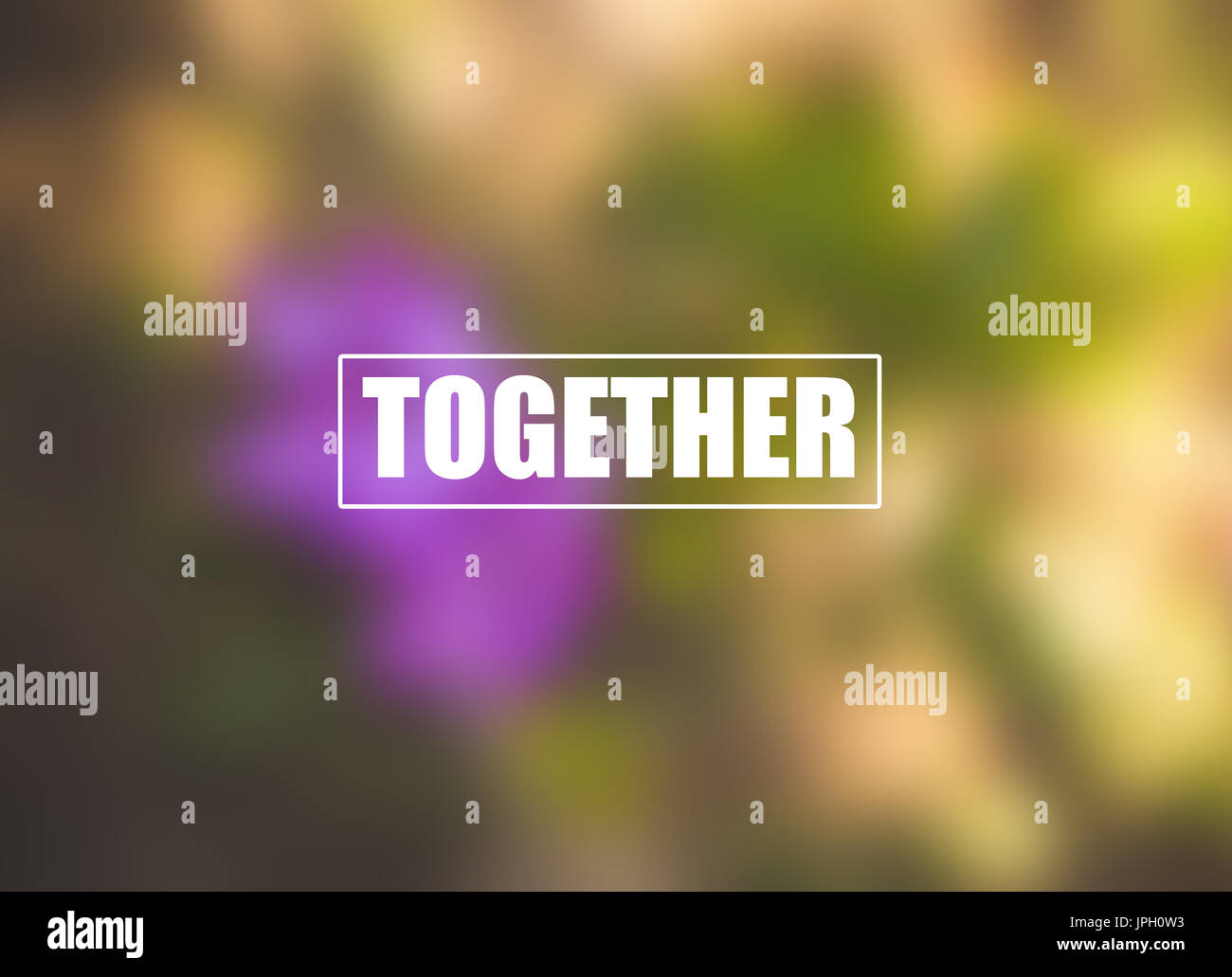 together word on blurred flower background Stock Photo - Alamy