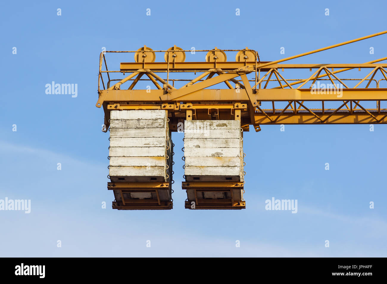 The counterweight of the tower crane at work Stock Photo - Alamy