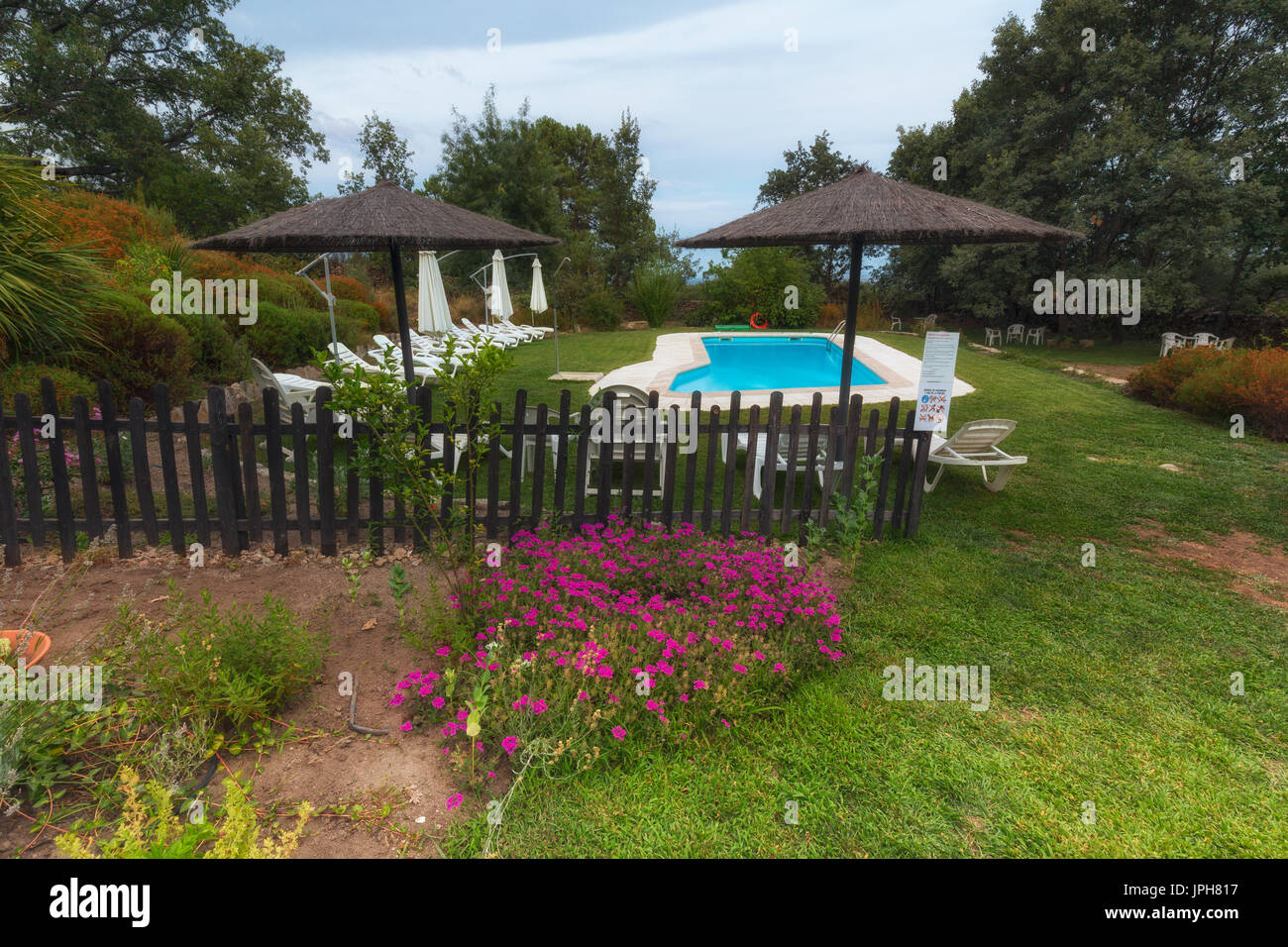 Swimming pool at a resort in the nature Stock Photo - Alamy