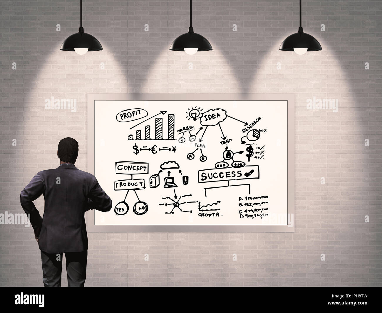 Rear view businessman drawing hi-res stock photography and images - Alamy