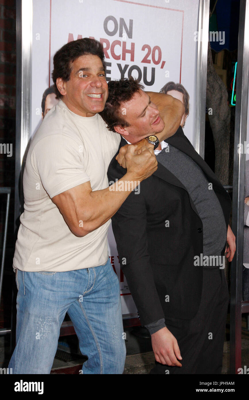 Lou Ferrigno and Jason Segel at the Los Angeles Premiere of I LOVE YOU ...