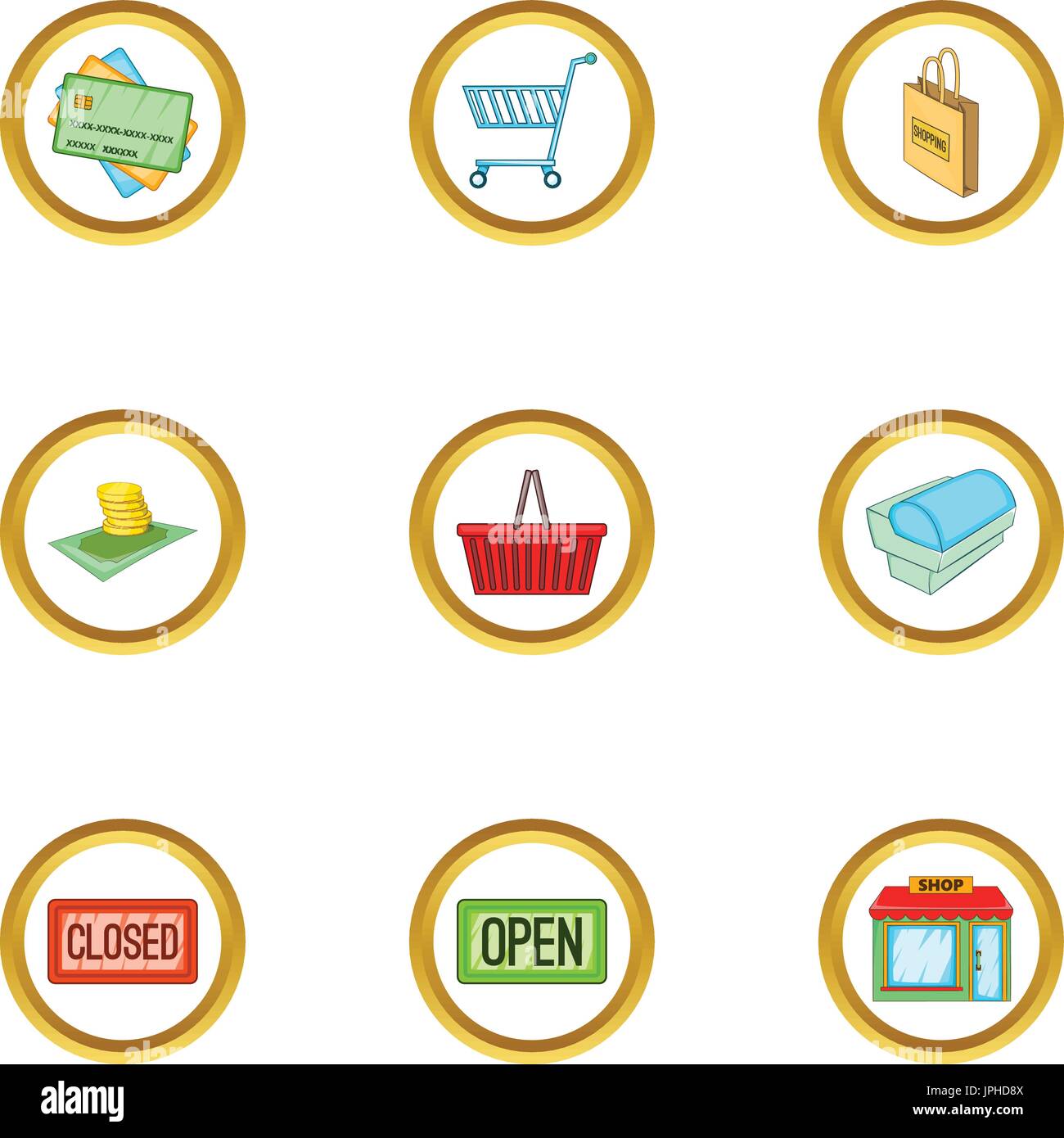 Shop icons set, cartoon style Stock Vector Image & Art - Alamy