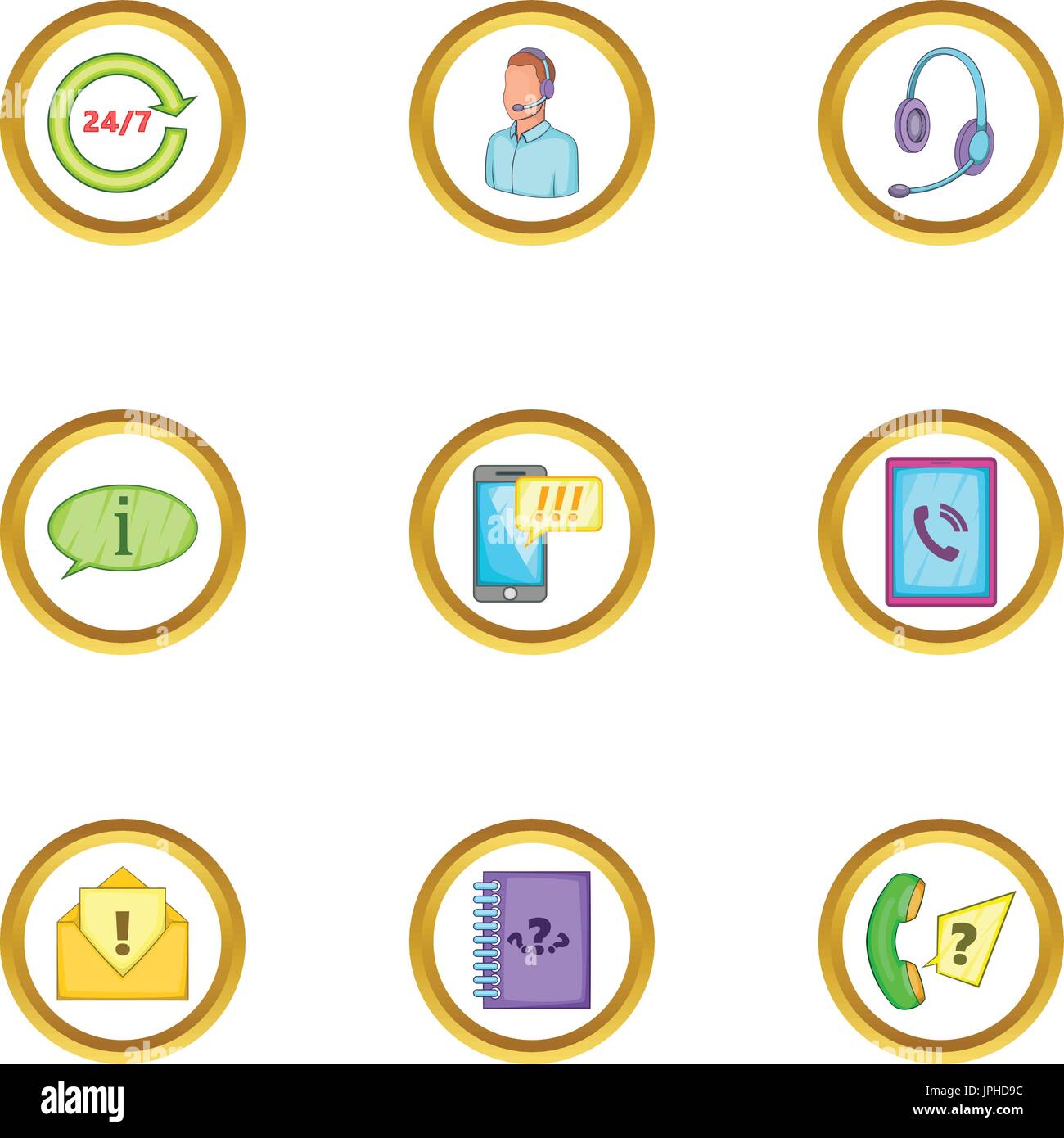 Telephone assistance icons set, cartoon style Stock Vector Image & Art ...