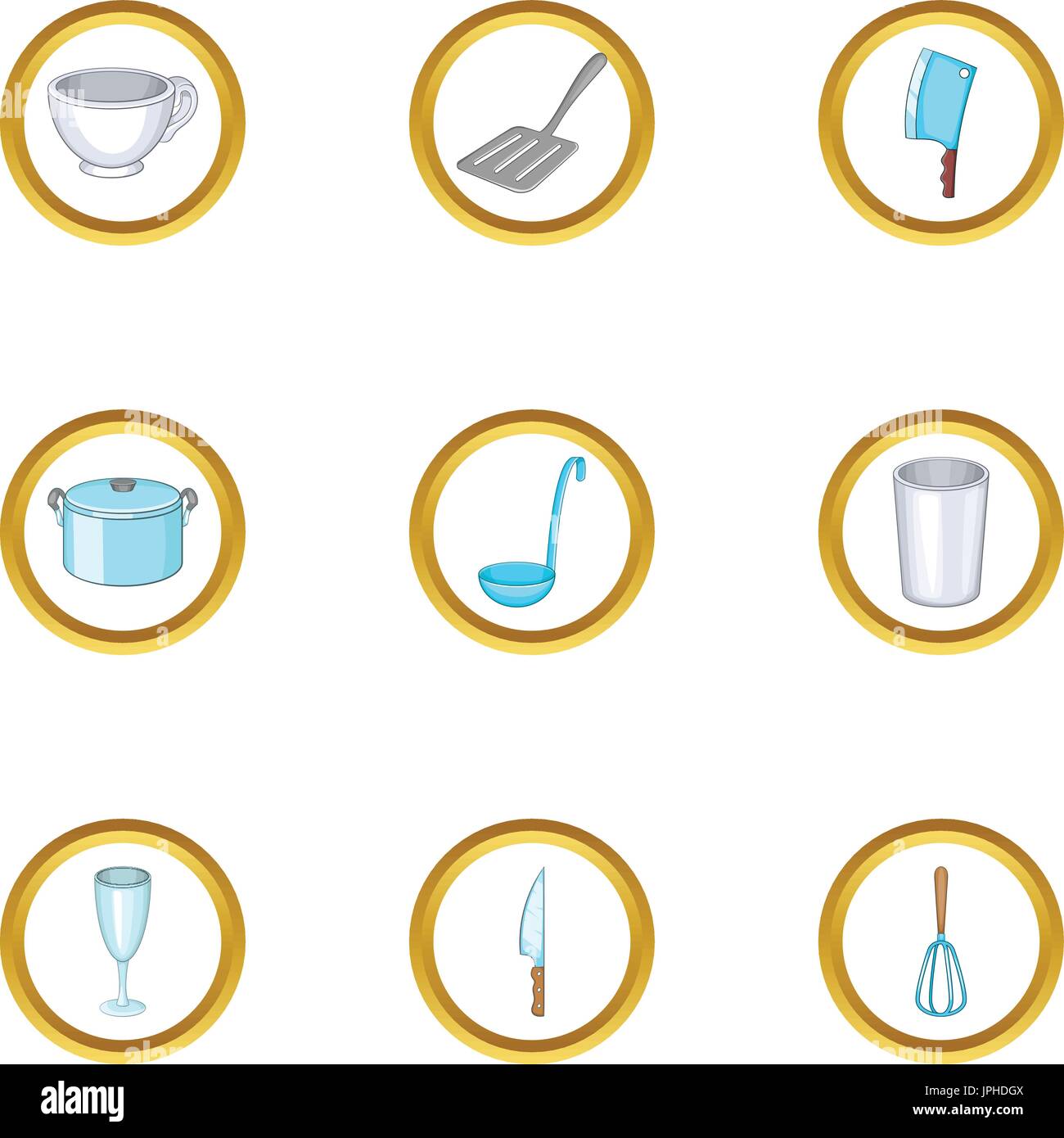 Kitchen utensils icons set cartoon hi-res stock photography and images ...