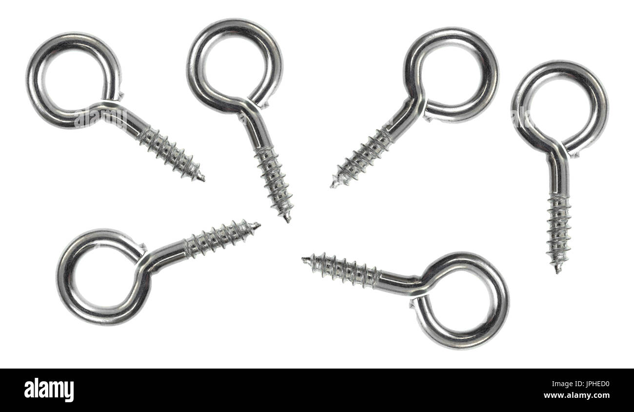 Top view of a group of stainless steel screw eyes with a lag thread ...