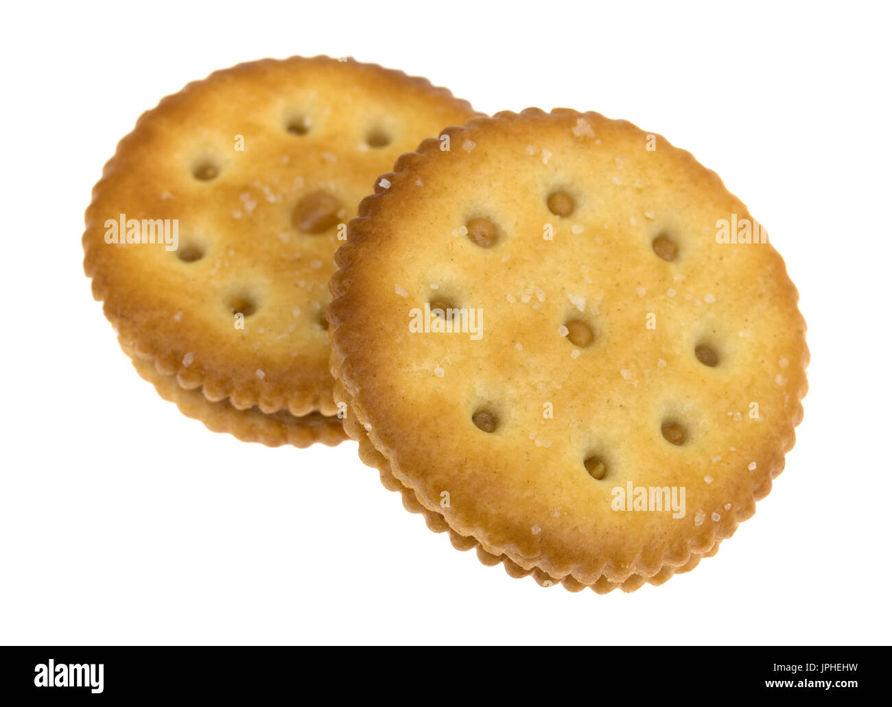 Two roasted peanut butter crackers isolated on a white background Stock ...