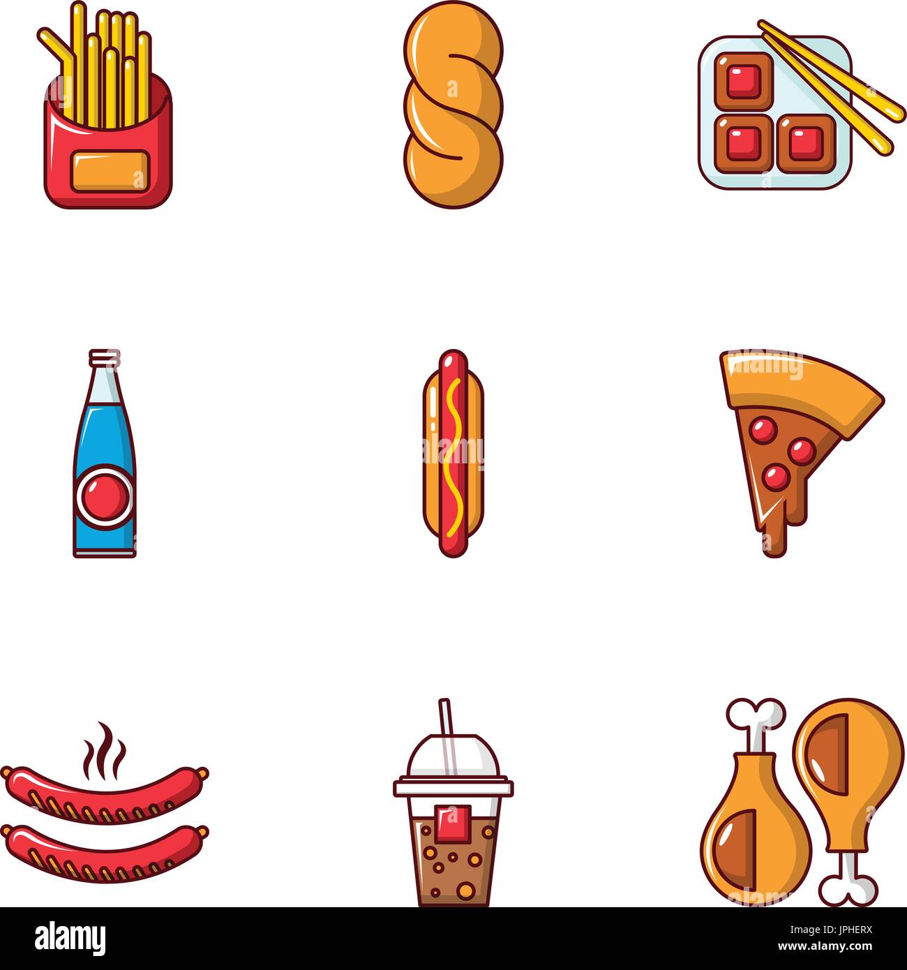 Unhealthy food icons set, flat style Stock Vector Image & Art - Alamy