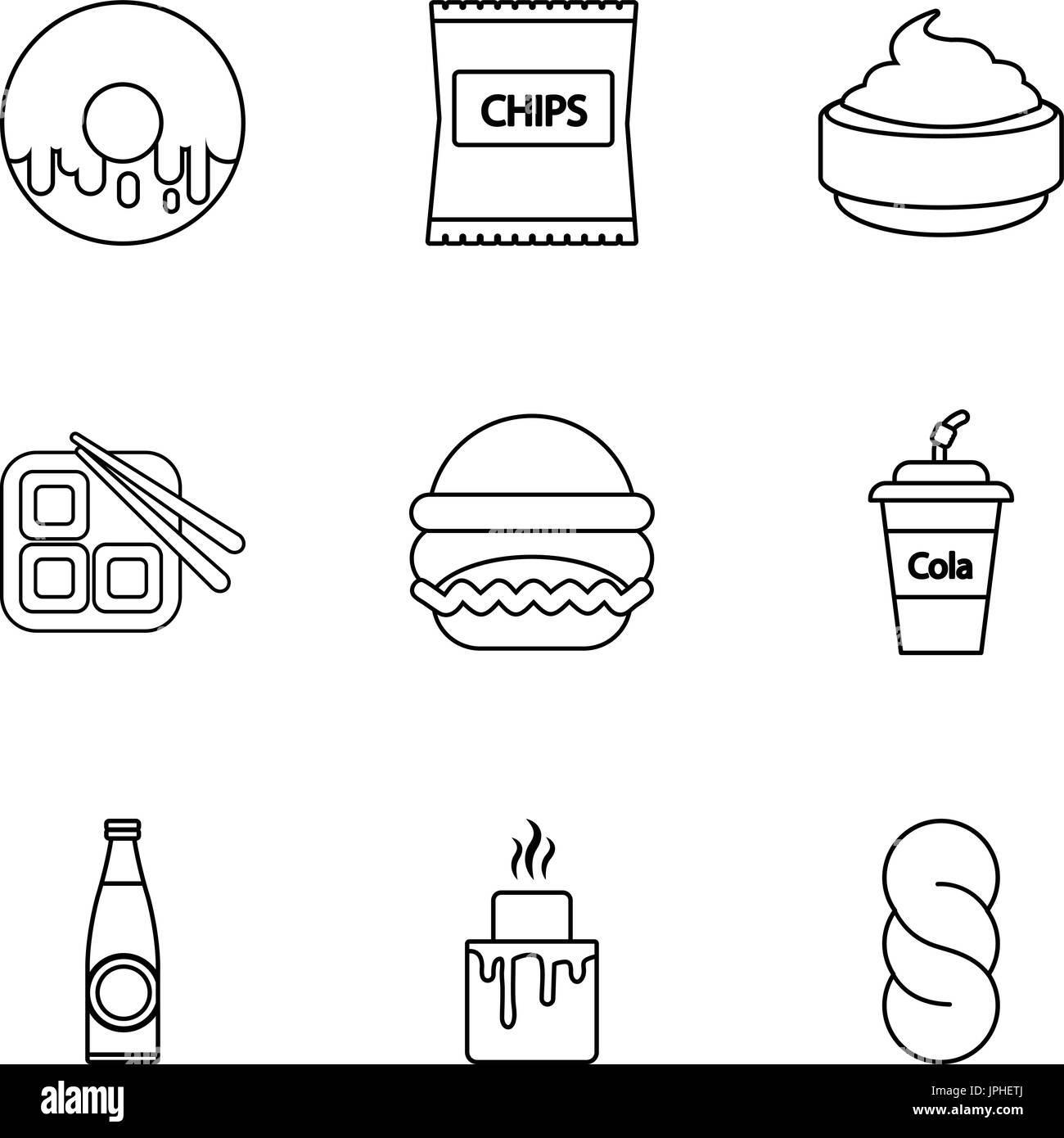 Unhealthy food icons set, outline style Stock Vector Image & Art - Alamy